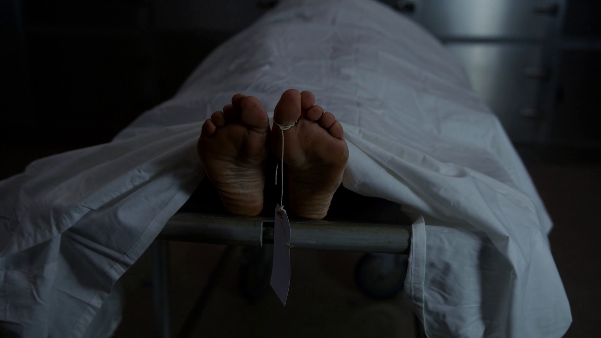 Morgue Panning Shot Past Feet With Toe Tag Stock Footage SBV-352201631 ...