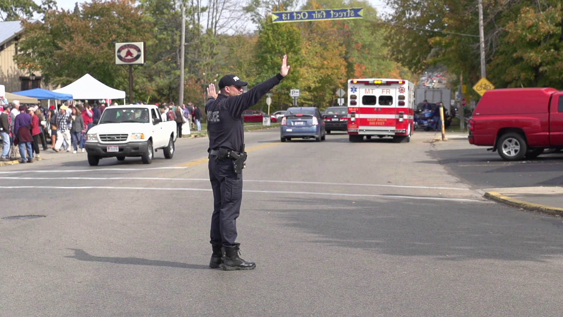 Police Man Stopping Traffic Slow Motion Stock Footage SBV-301111628 ...