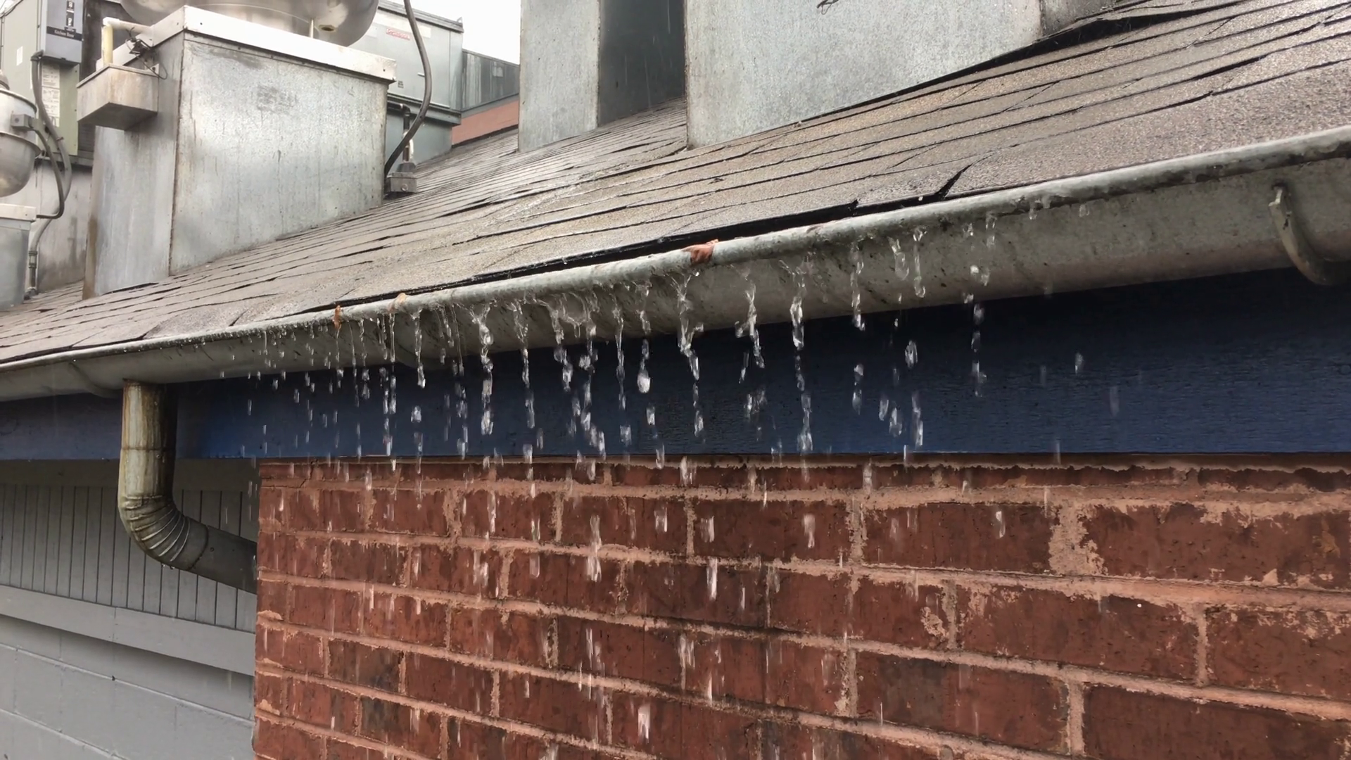 Rain Overflowing In Faulty Gutter On Stock Footage SBV-330448044 ...