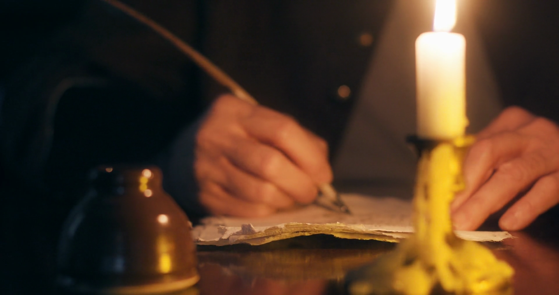 Close Shot Of 1700s Man Writing With Quill Stock Footage SBV-337703091 ...