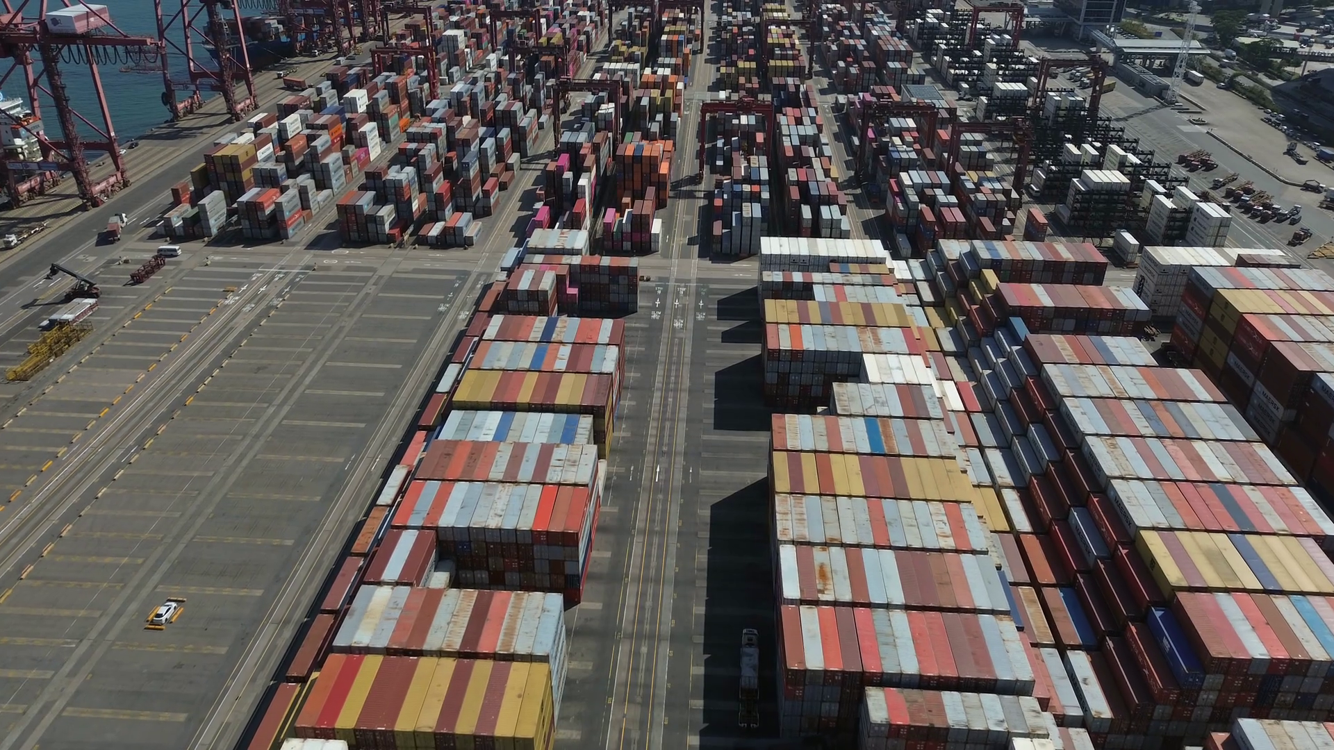 Aerial View Of Busy Shipping Port With Stock Footage SBV-351972589 ...