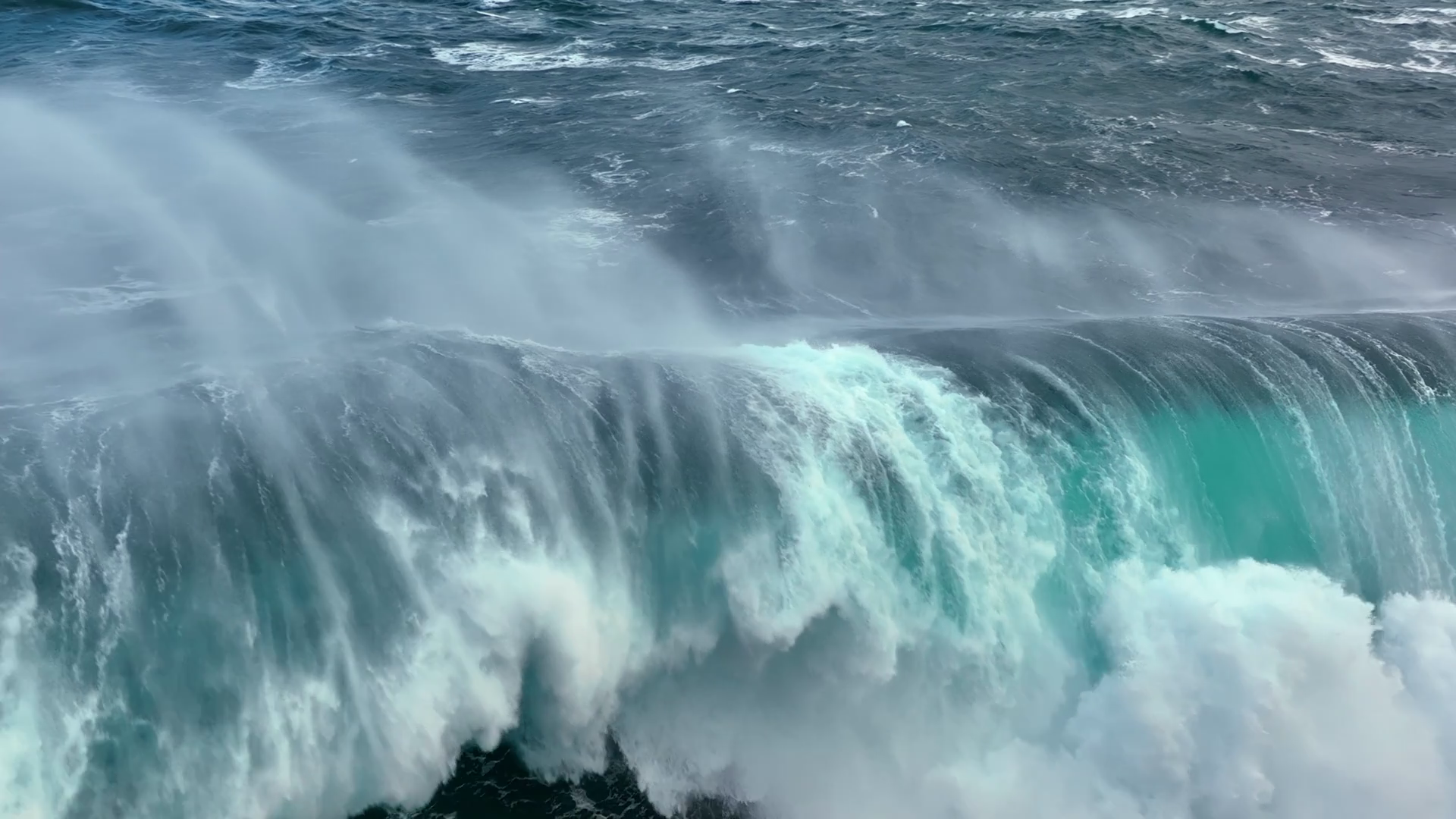 Aerial Shot Of Powerful Tsunami Wave Slow Stock Footage SBV-352360790 ...