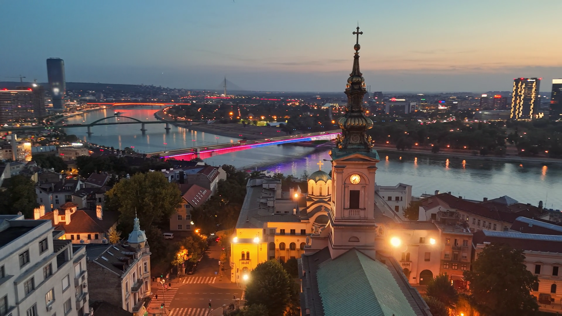 Sunset View Of Belgrade With City Lights Stock Footage SBV-352404959 ...