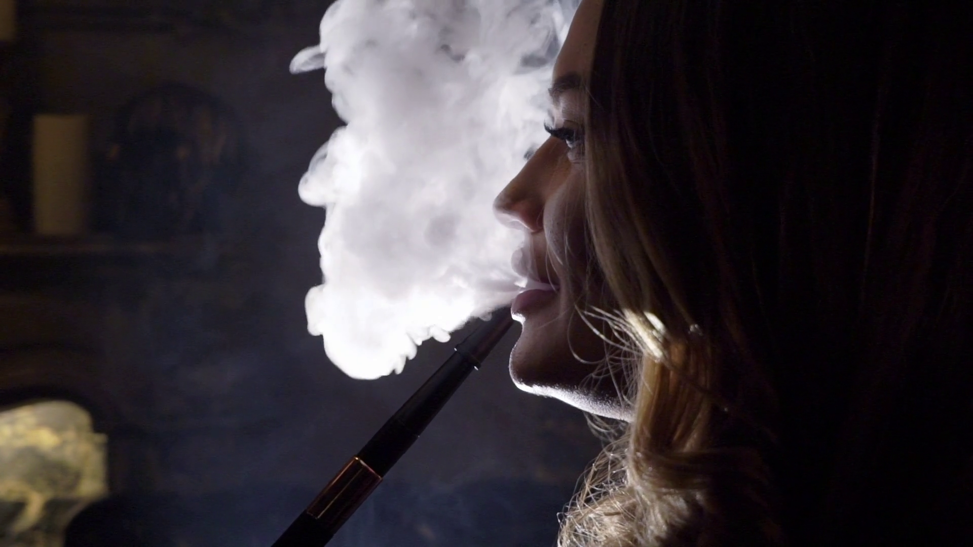 Hookah Smoker Young Woman Smoking Shisha Stock Footage SBV-352460019 ...