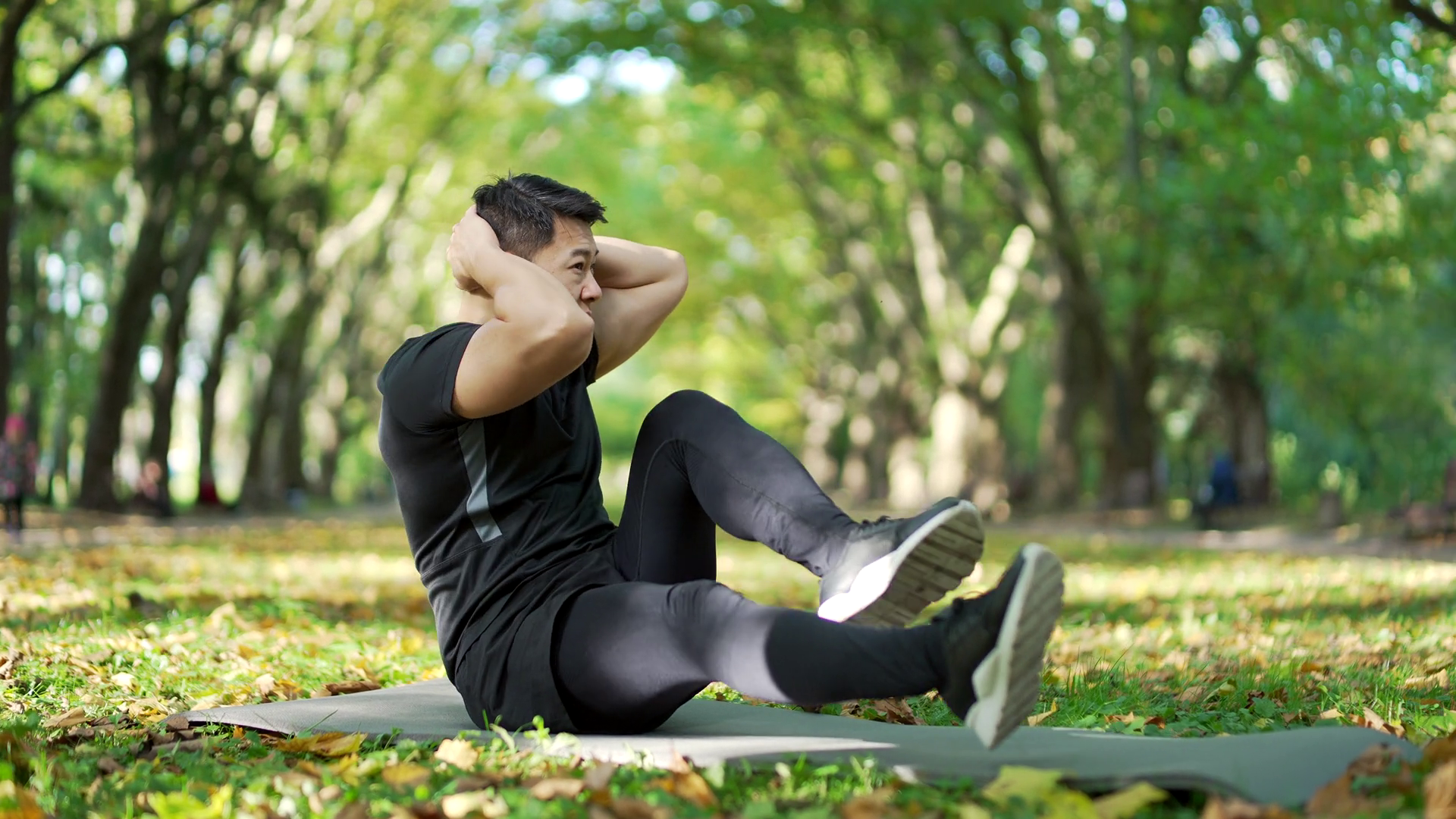 Asian Man Exercises Abdominal Muscles Stock Footage SBV-352044965 ...