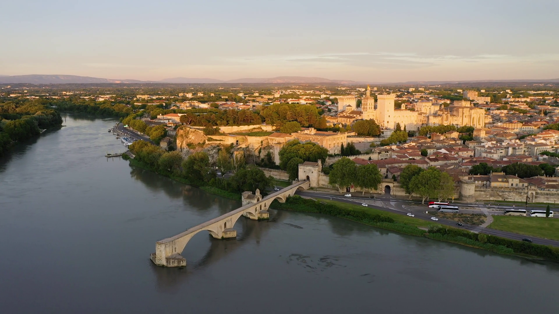 Beautiful View Of Avignon With Famous Bridge Stock Footage SBV ...