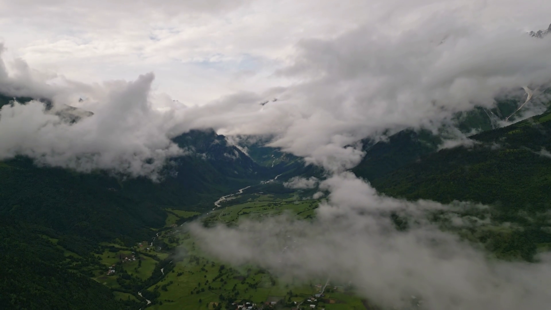 Aerial View Of Clouds Over Mazeri Village In Stock Footage SBV ...