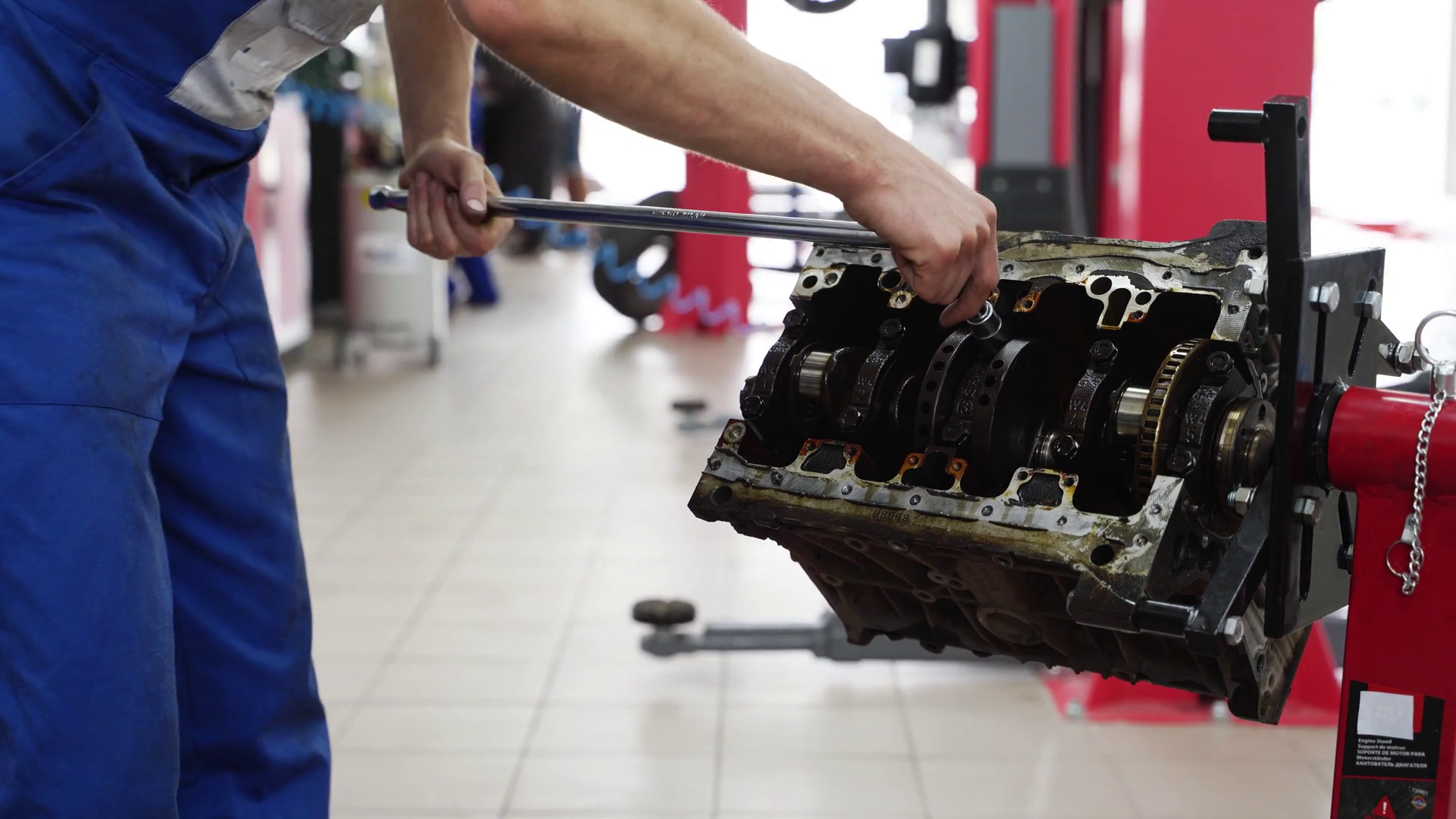 Mechanic Overhauls Engine Cylinder Block Stock Footage SBV-348762975 ...