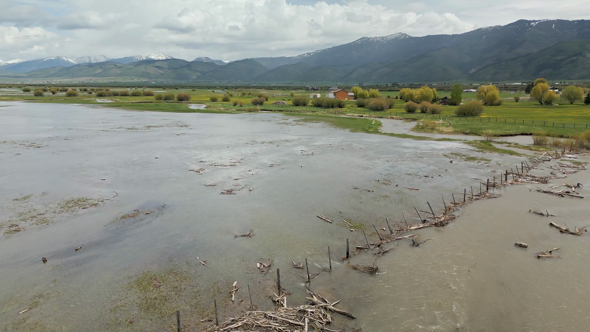 Aerial View Of Flooding In Farm Pasture From Stock Footage SBV ...