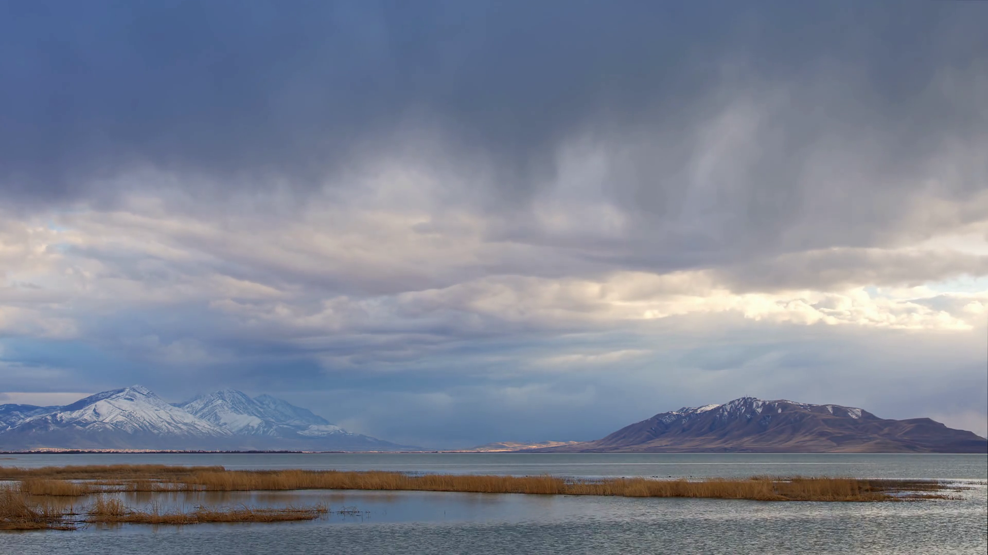 Rain Storm Rolling Over Utah Lake In Time Stock Footage SBV-348557750 ...