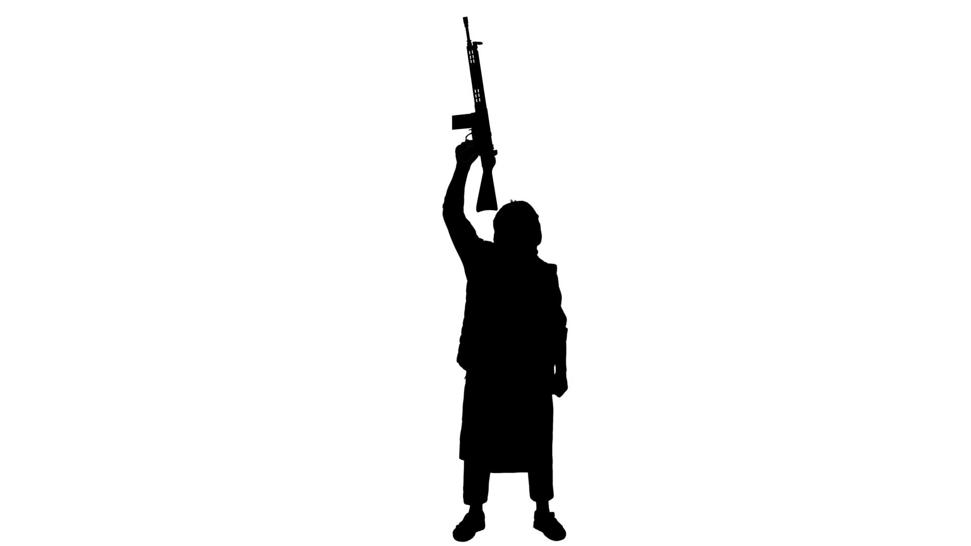 Outline Of Guerilla Warrior With Firearm Stock Footage SBV-353731331 ...