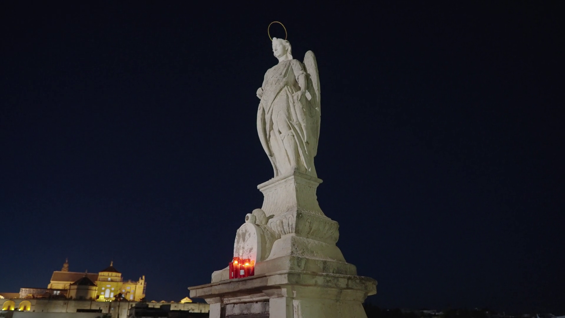 Statue Of Archangel Raphael Stands In Middle Stock Footage SBV ...