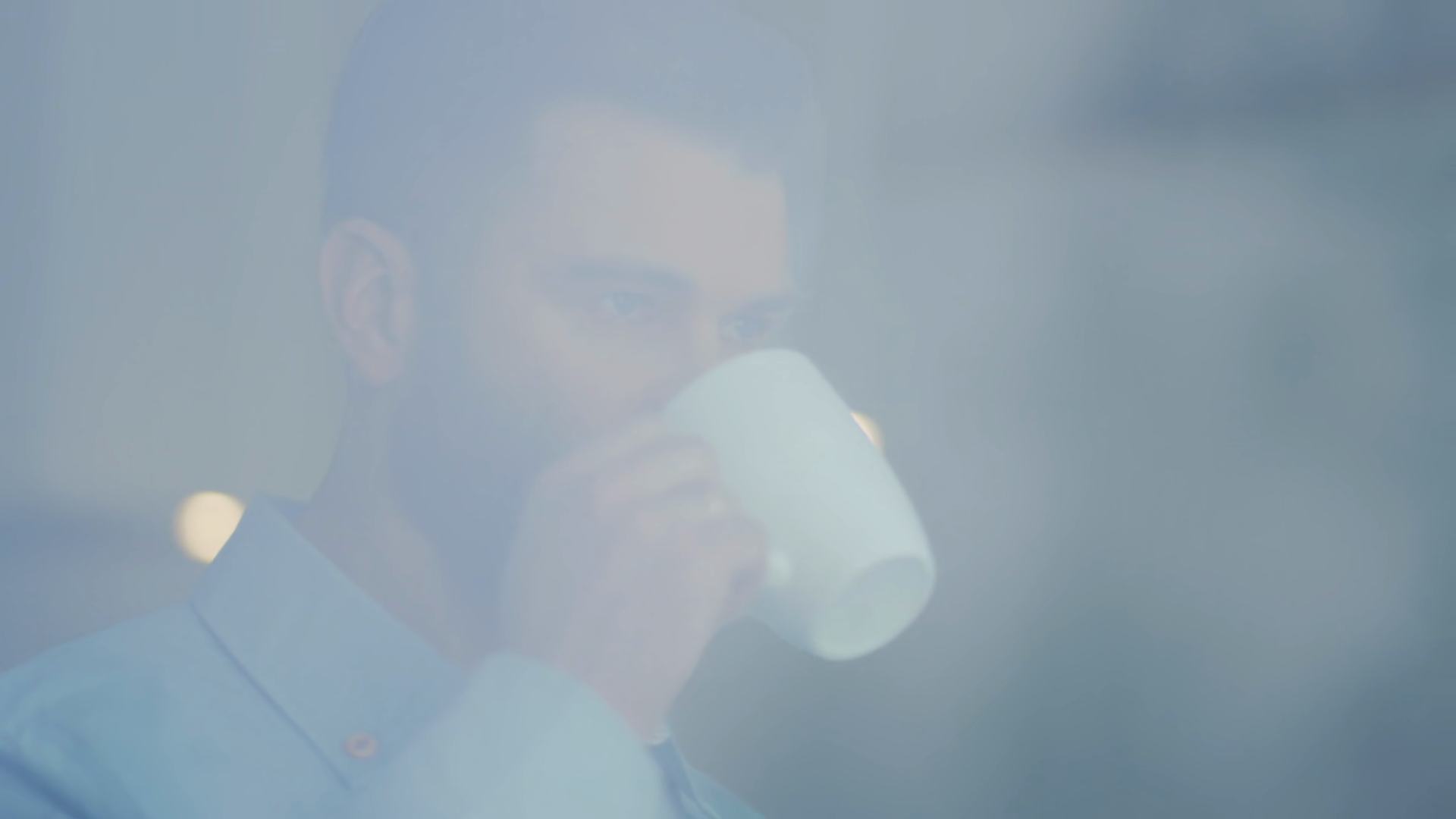 Man Enjoying Coffee Calmly Soft Focus Shot Stock Footage SBV-354062066 ...