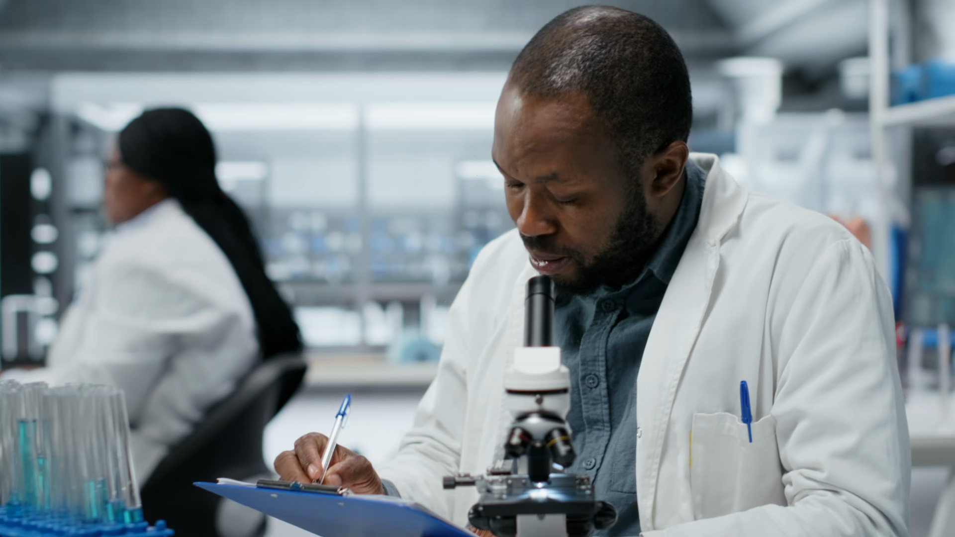 Male Cytotechnologist Using Optical Stock Footage SBV-353747809 ...