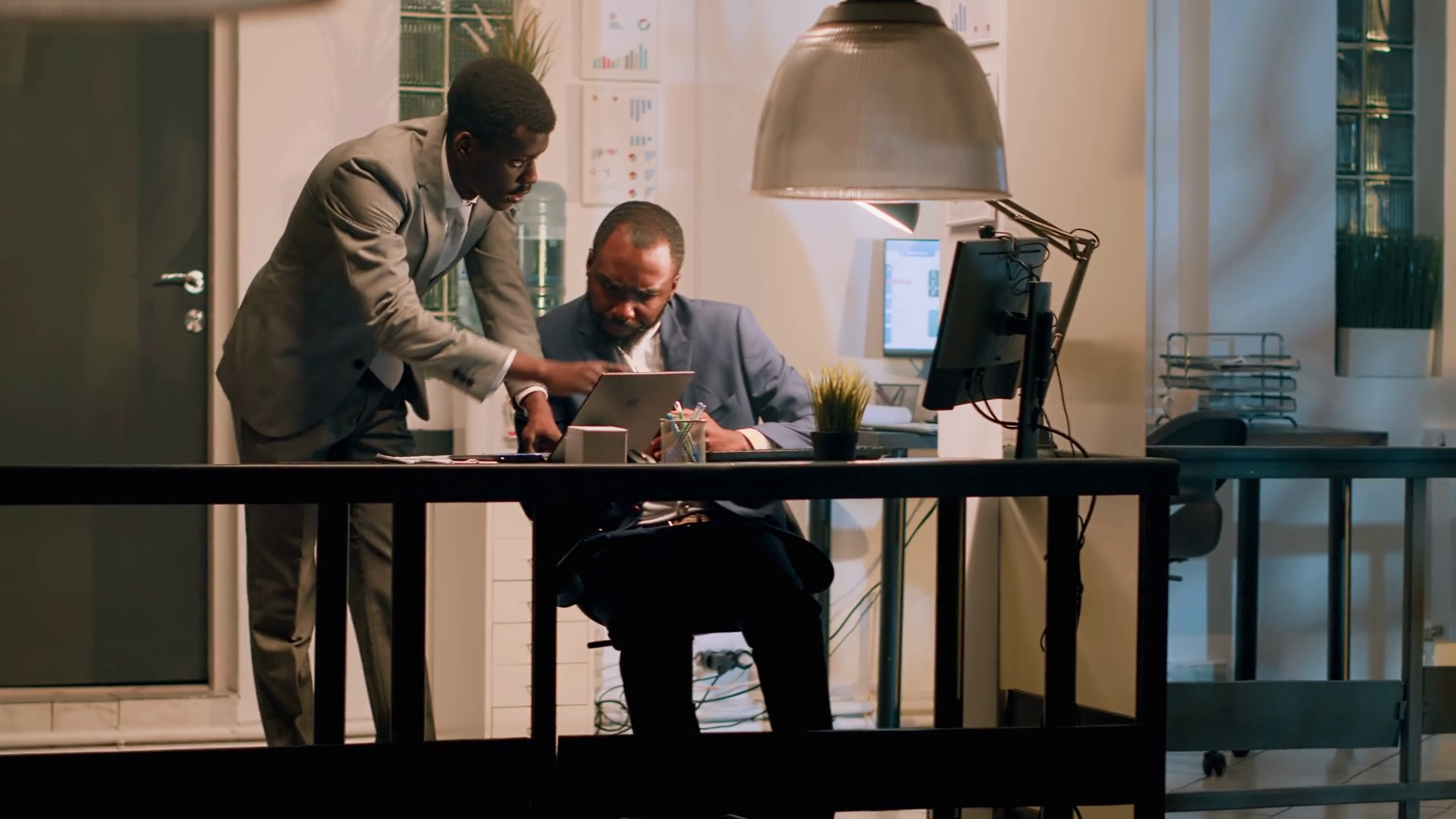 Experienced Employee Bringing Laptop To Help Stock Footage SBV ...