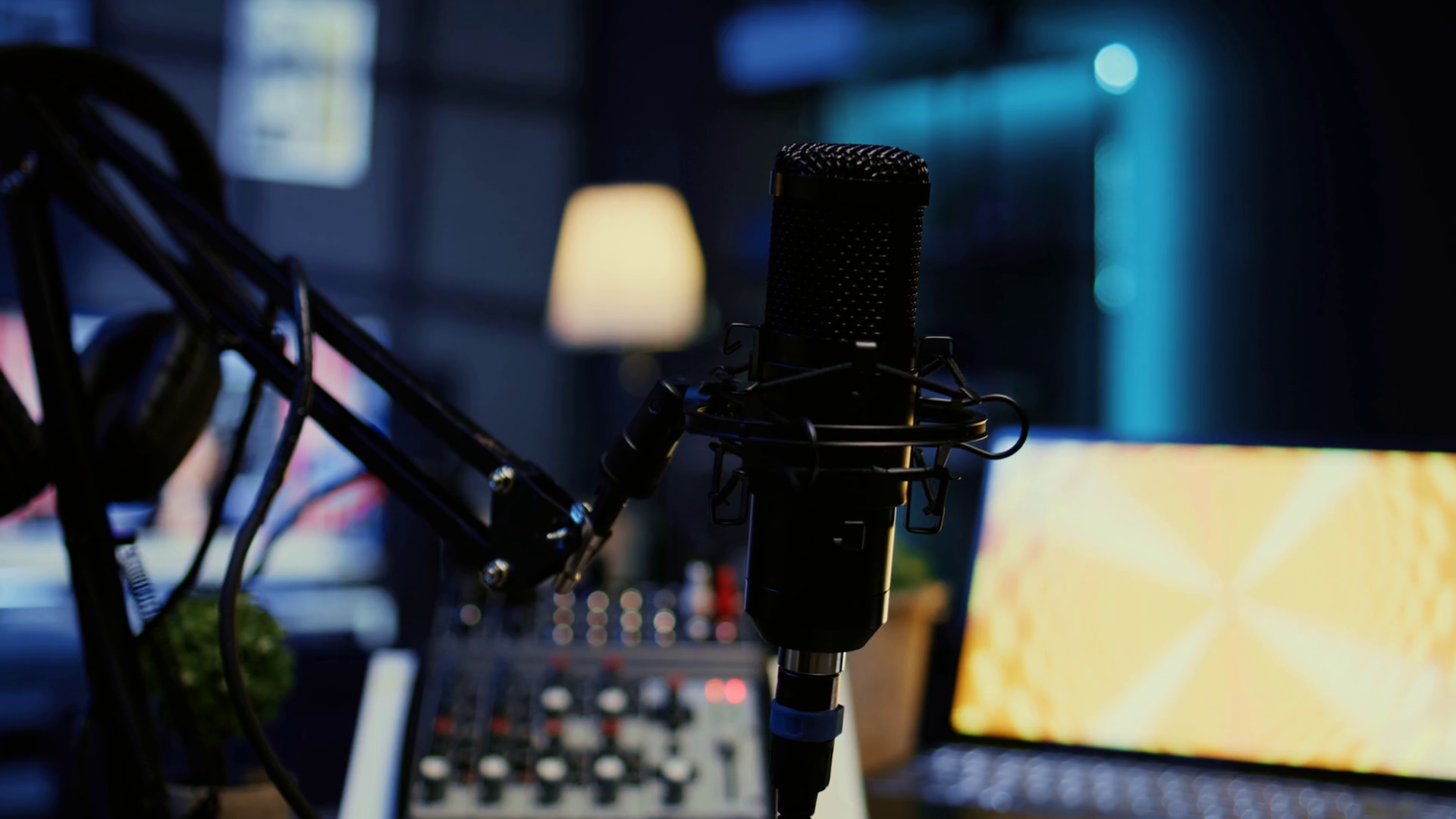Close Up Shot Of Microphone Used Podcasts Stock Footage SBV-348765319 ...