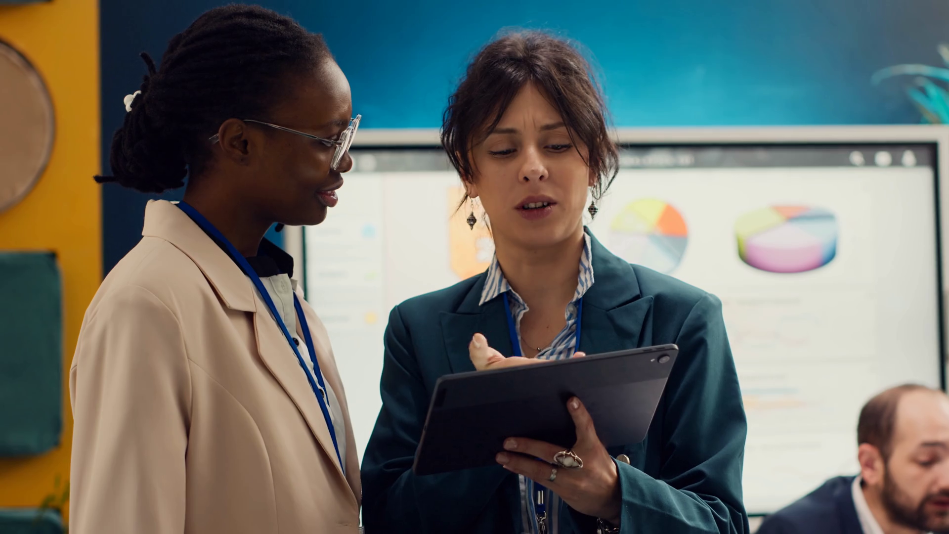 Corporate Workers Looking Into Project Stock Footage SBV-348959456 ...
