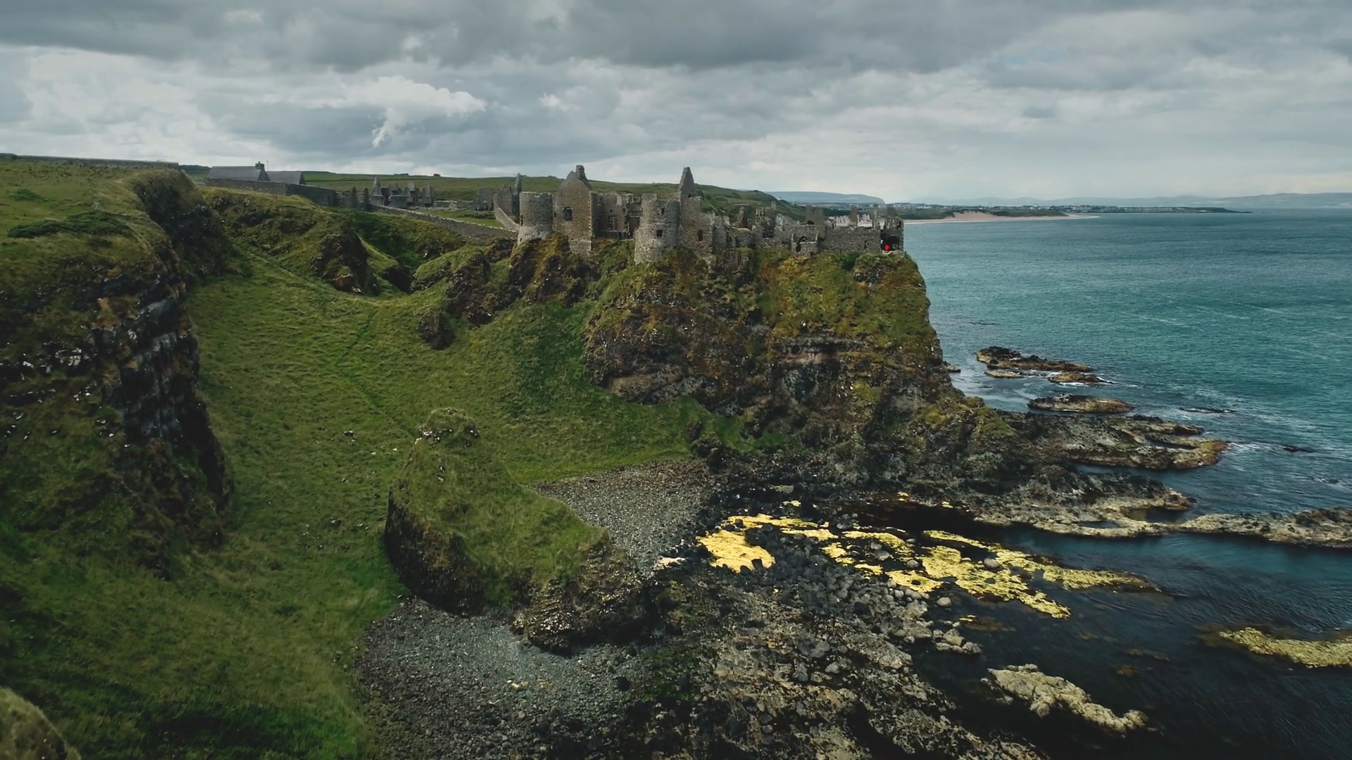 Irish Castle Cliff Shore Aerial View: Stock Footage SBV-347768282 ...