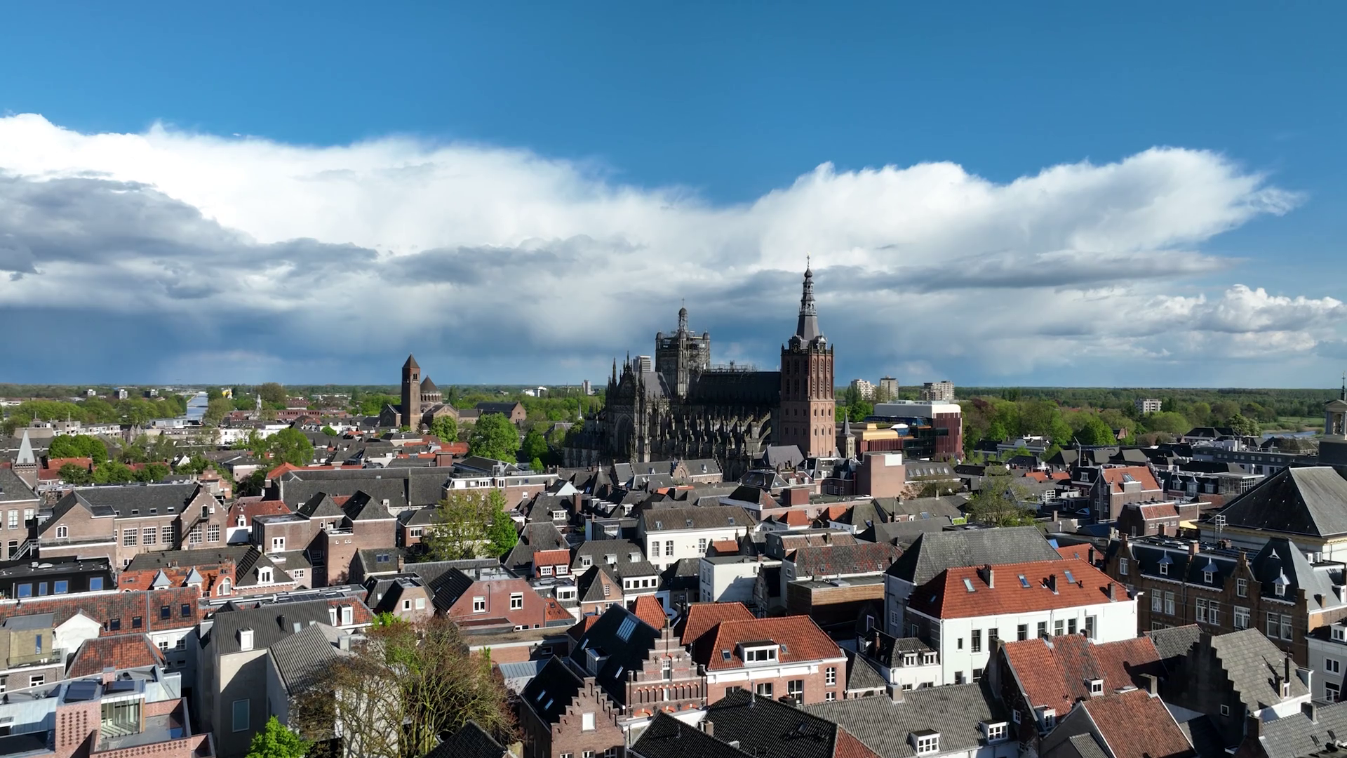 Cathedral Of Den Bosch Rising Aerial View Stock Footage SBV-349034658 ...
