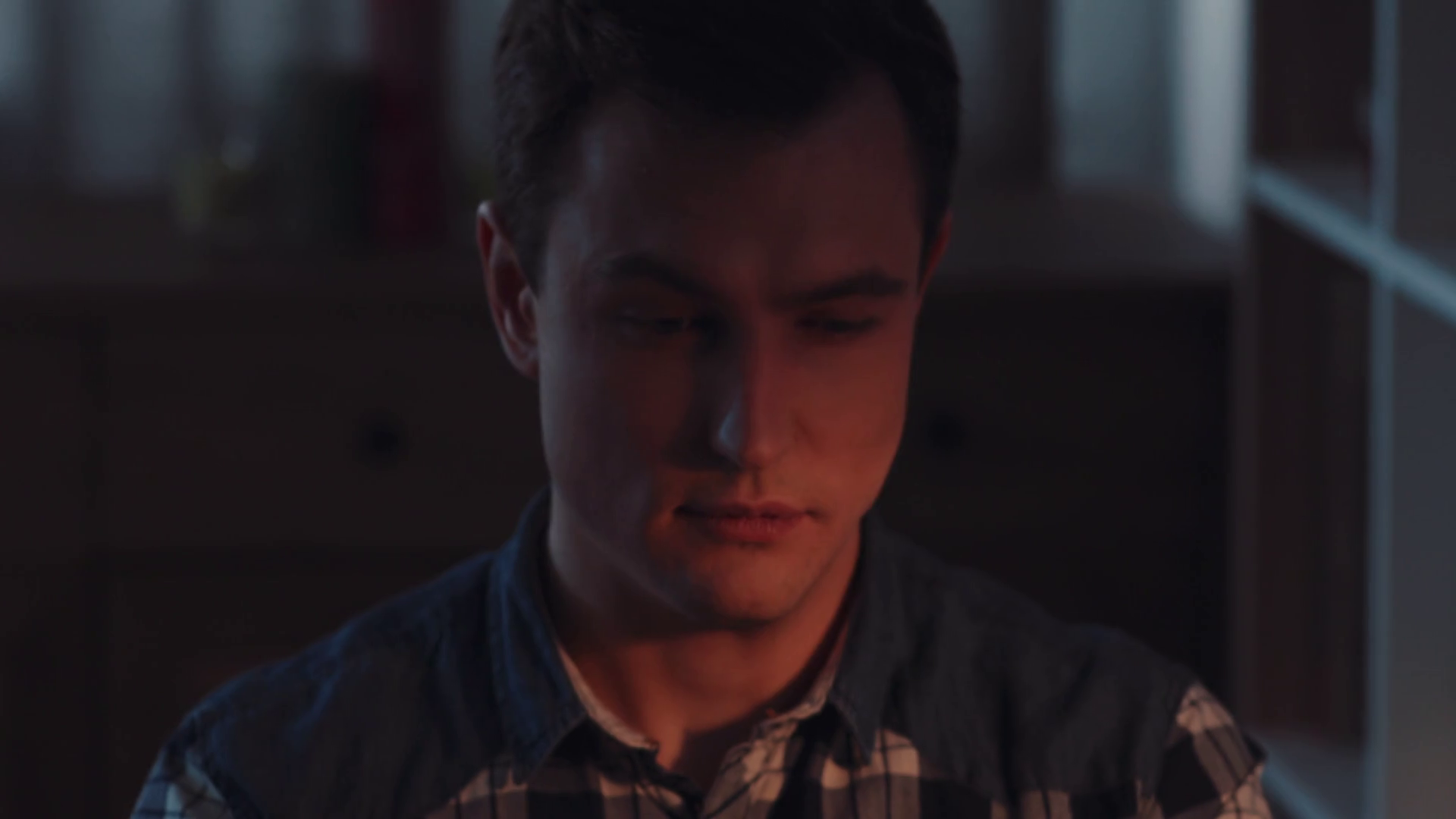 An Emotional Reflection In Soft Dim Lighting Stock Footage SBV ...