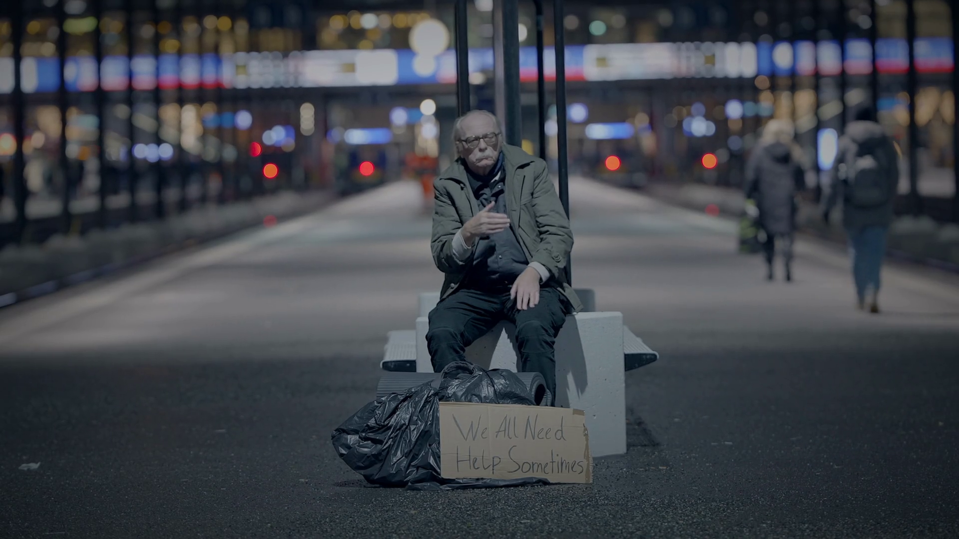Elderly Homeless Man Suffering From Poverty Stock Footage SBV-348867300 ...