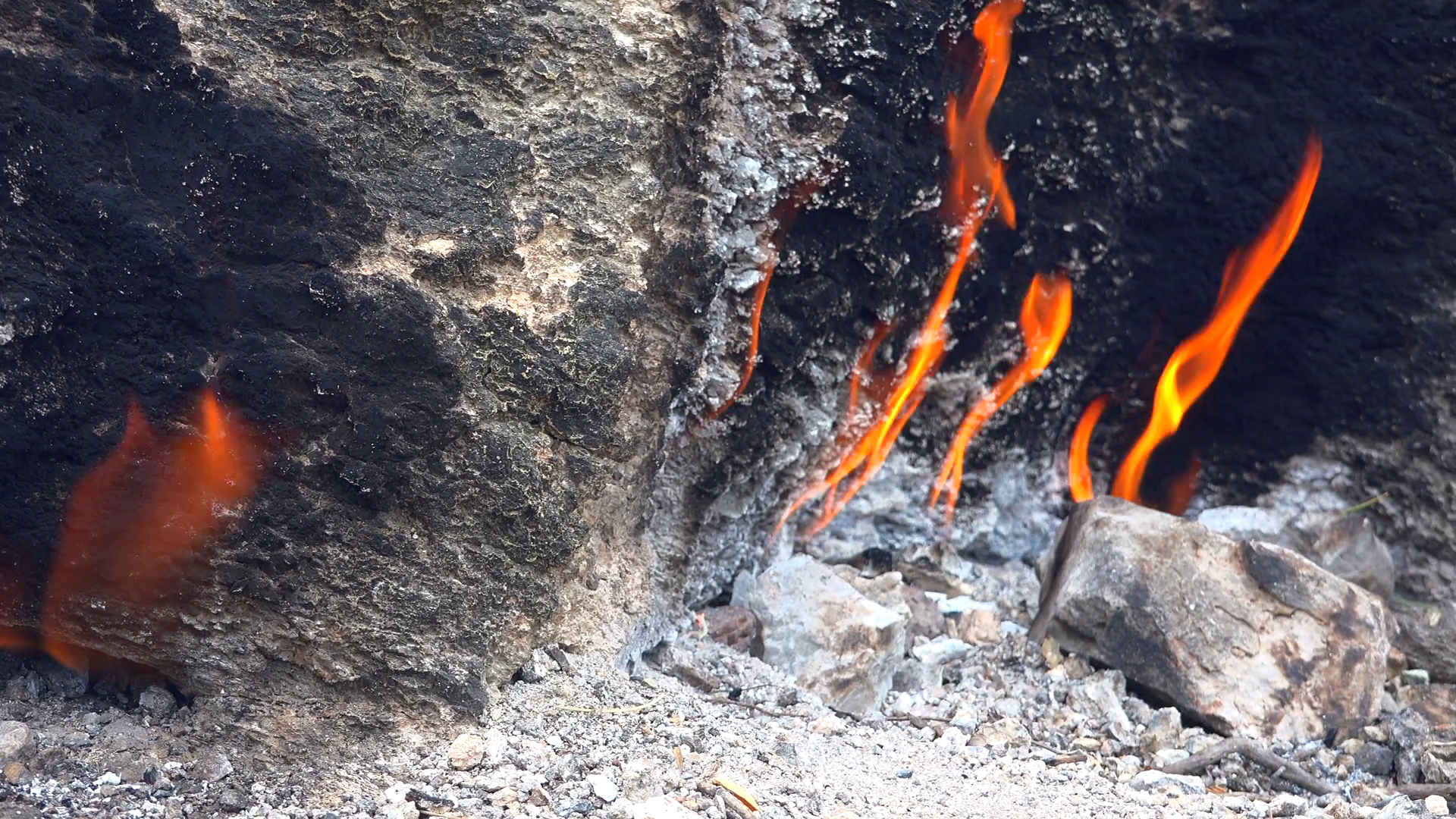 The Eternal Fire Of Natural Methane Gas Stock Footage SBV-352926424 ...
