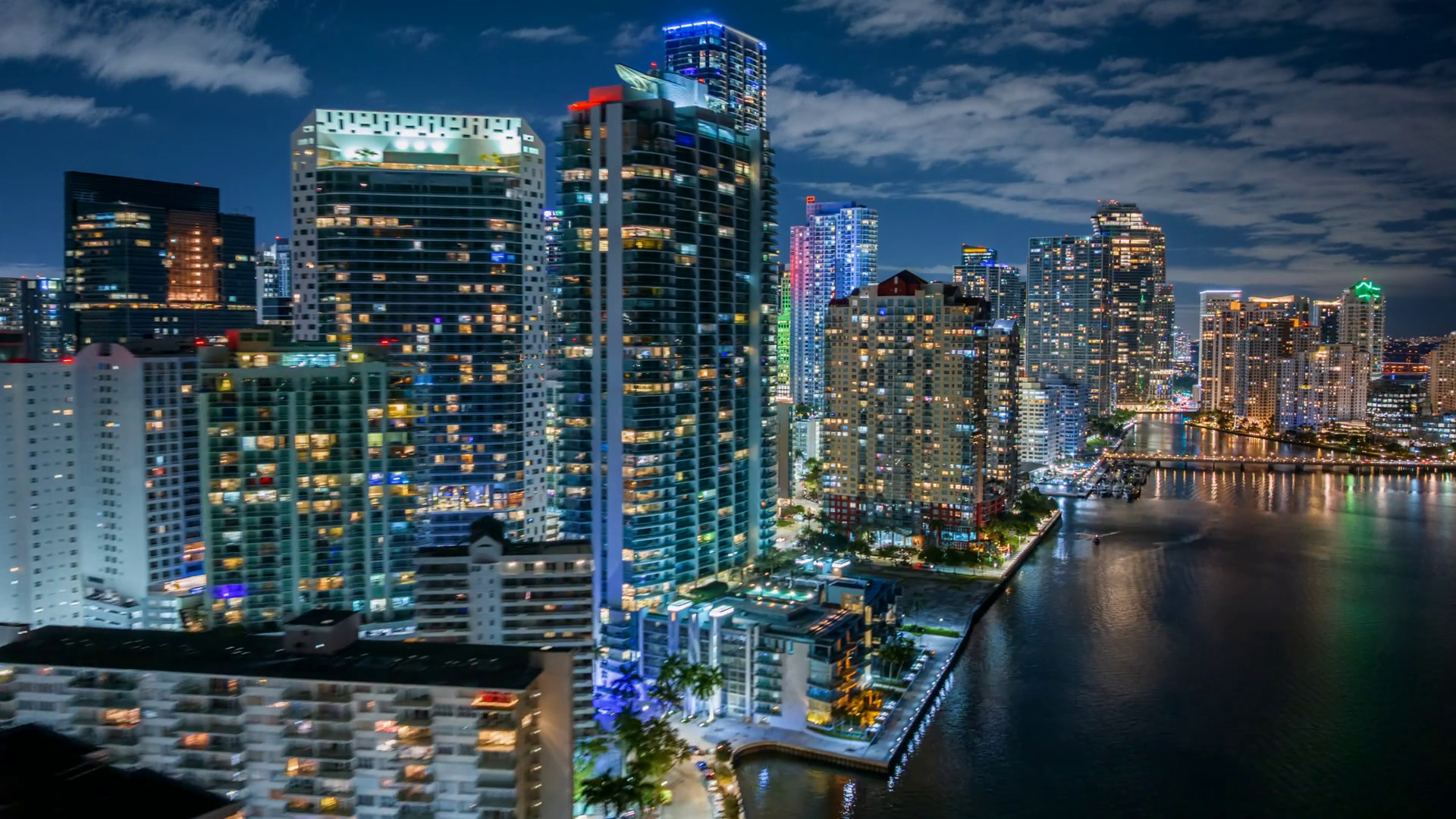 Stunning Aerial Night View Of Downtown Miami Stock Footage SBV ...