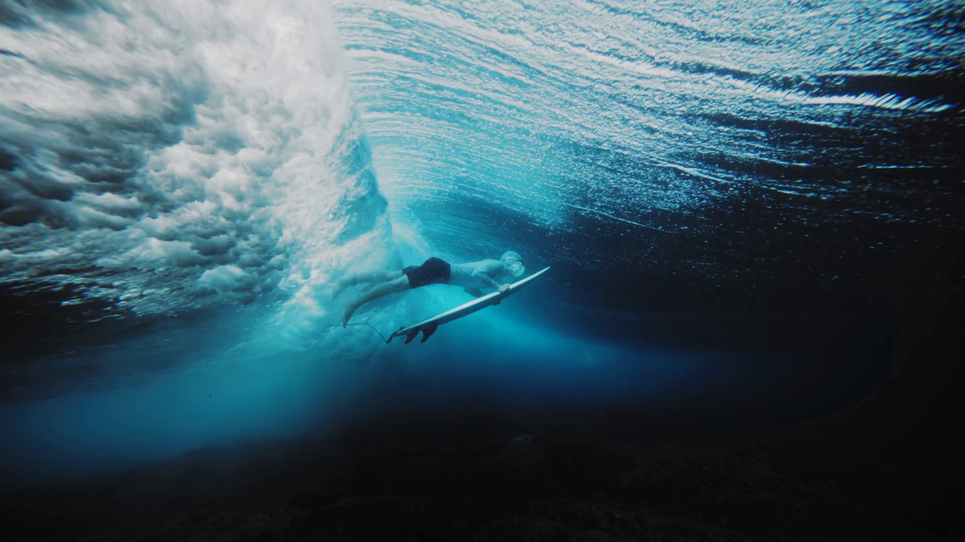 Underwater Angle Sideview Of Surfer Duck Stock Footage SBV-351702270 ...