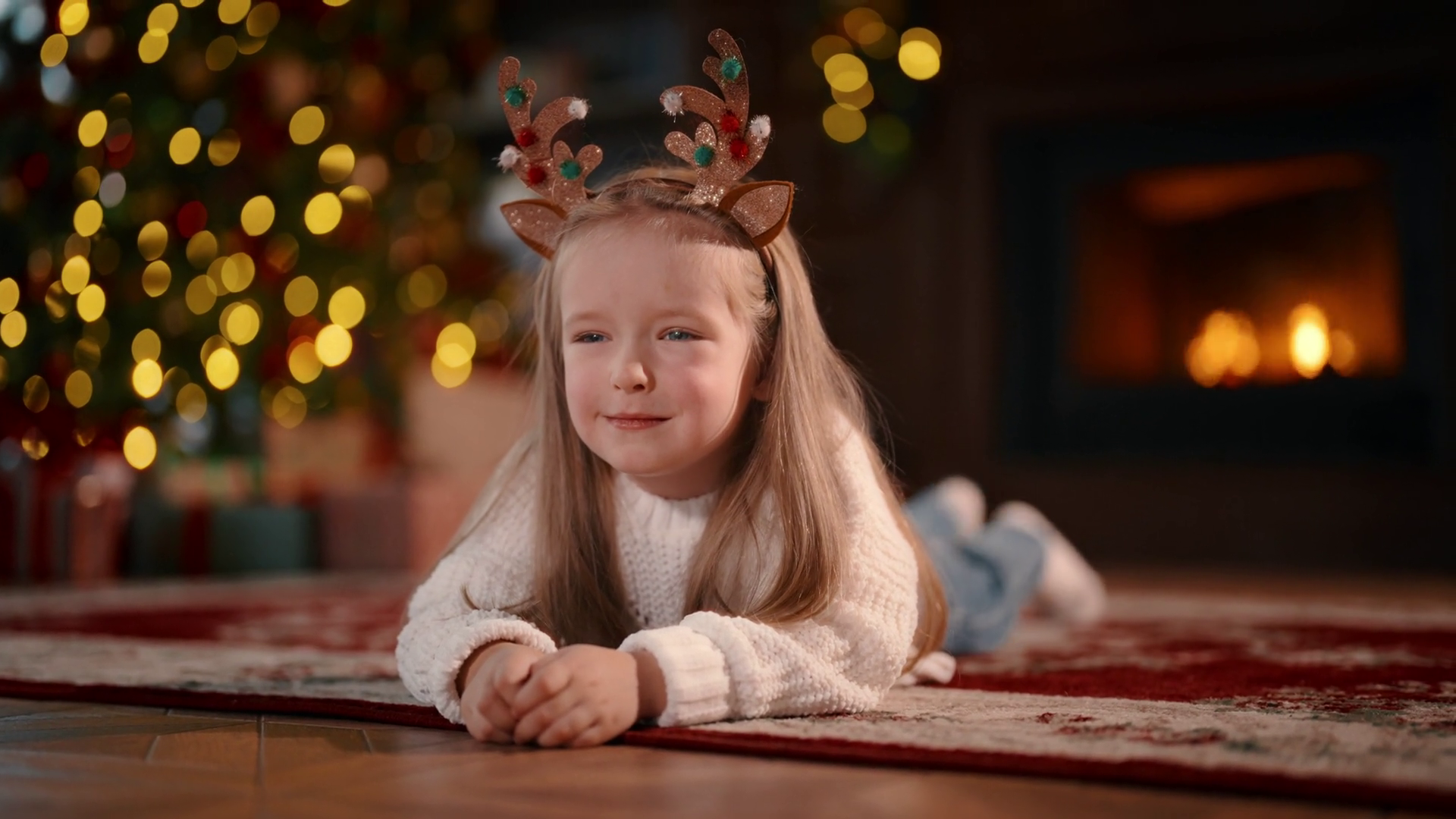 Six Years Old Girl Waiting Christmas Miracle Stock Footage SBV ...