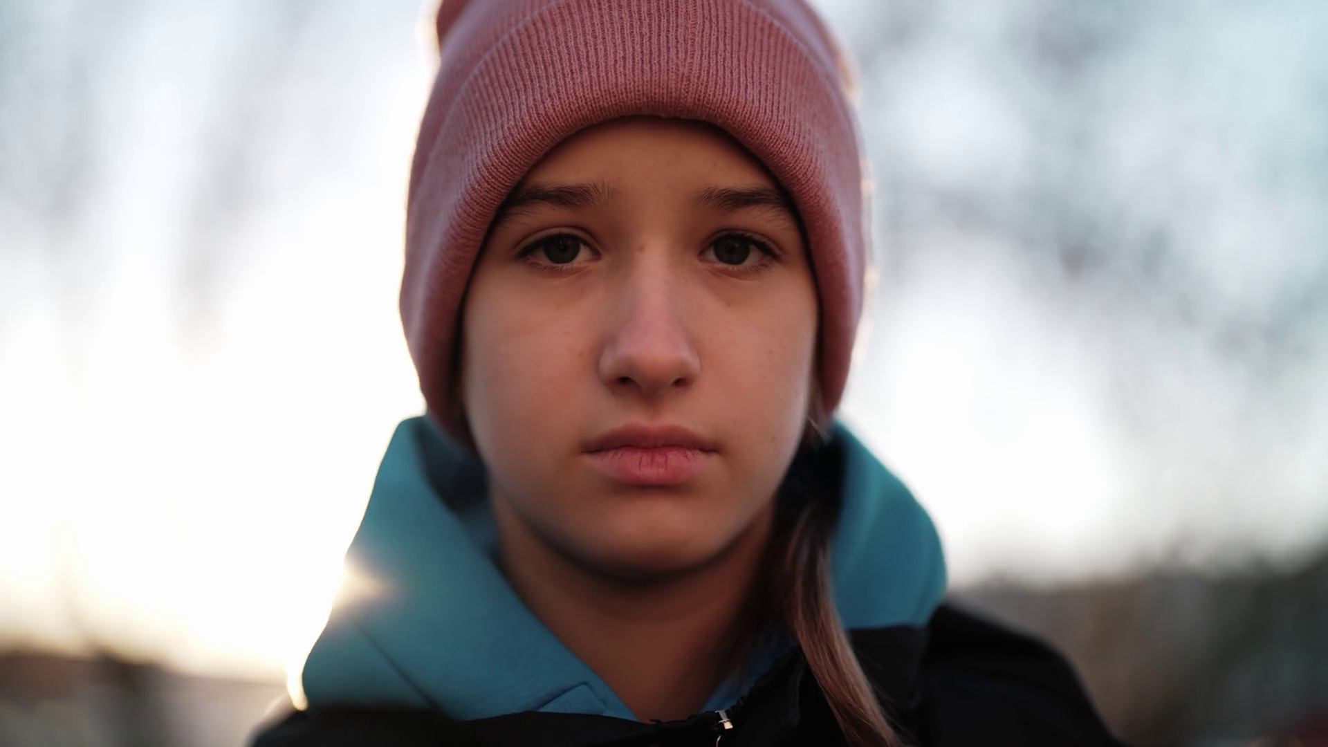 Young Caucasian Sad Girl Looks At Camera Stock Footage SBV-348530904 ...