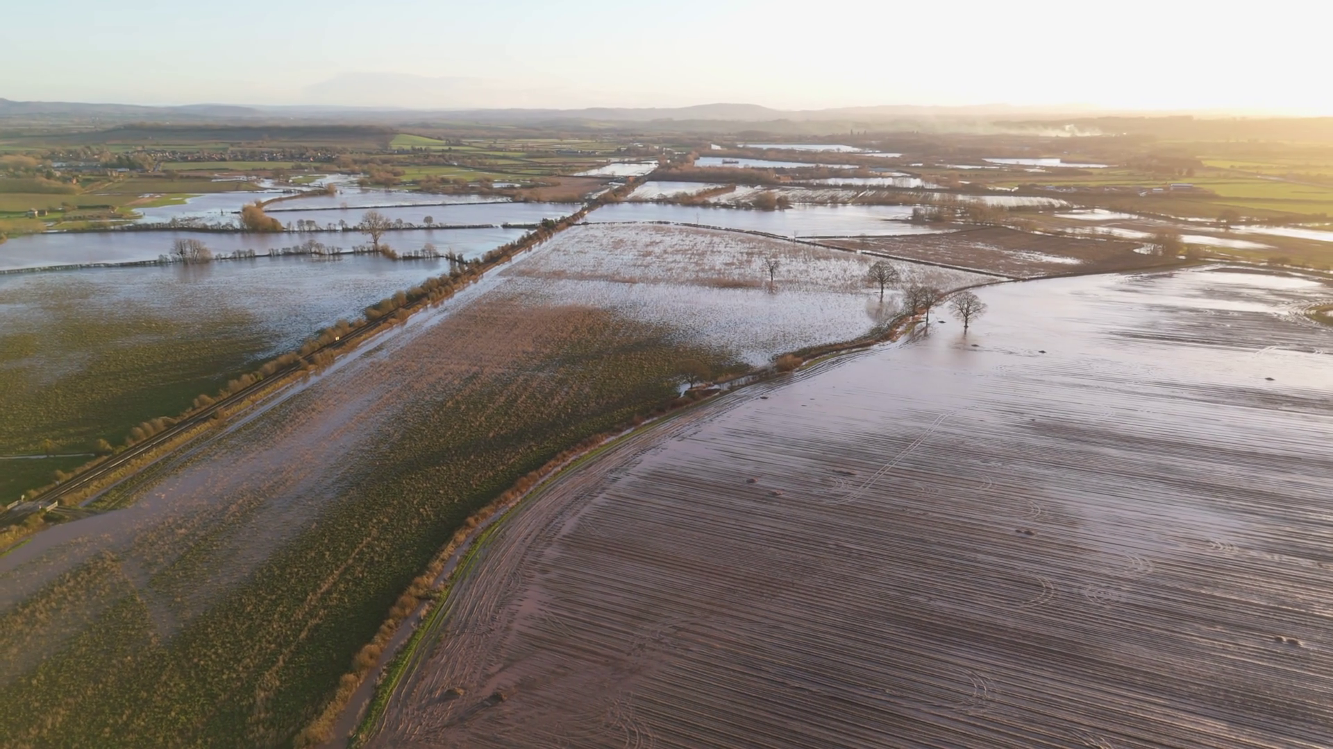 Aerial View Of Flooded Farmland In Stock Footage SBV-352087055 ...