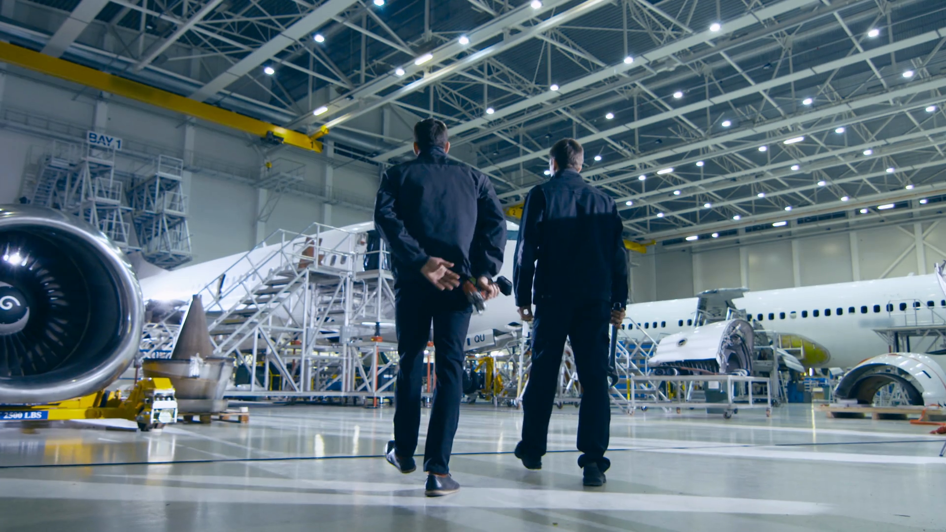Team Of Aircraft Mechanics Engineers Waking Stock Footage SBV-352146666 ...