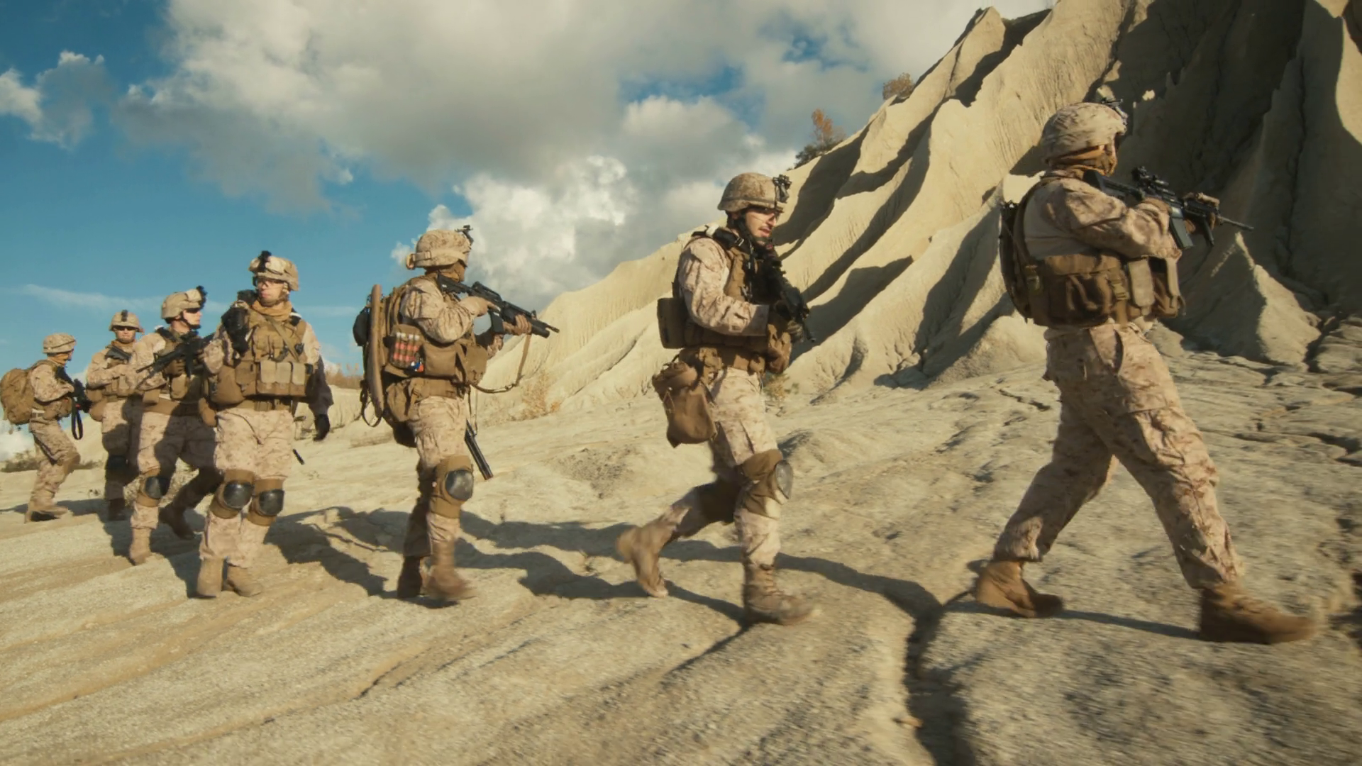 Squad Of Fully Equipped Armed Soldiers Stock Footage SBV-352153944 ...