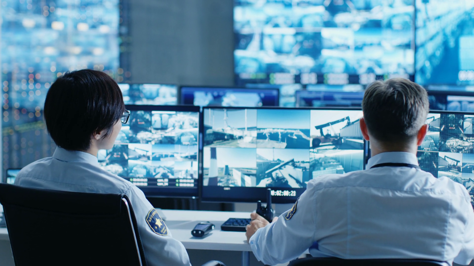 In Security Control Room Two Officers Stock Footage SBV-352907605 ...