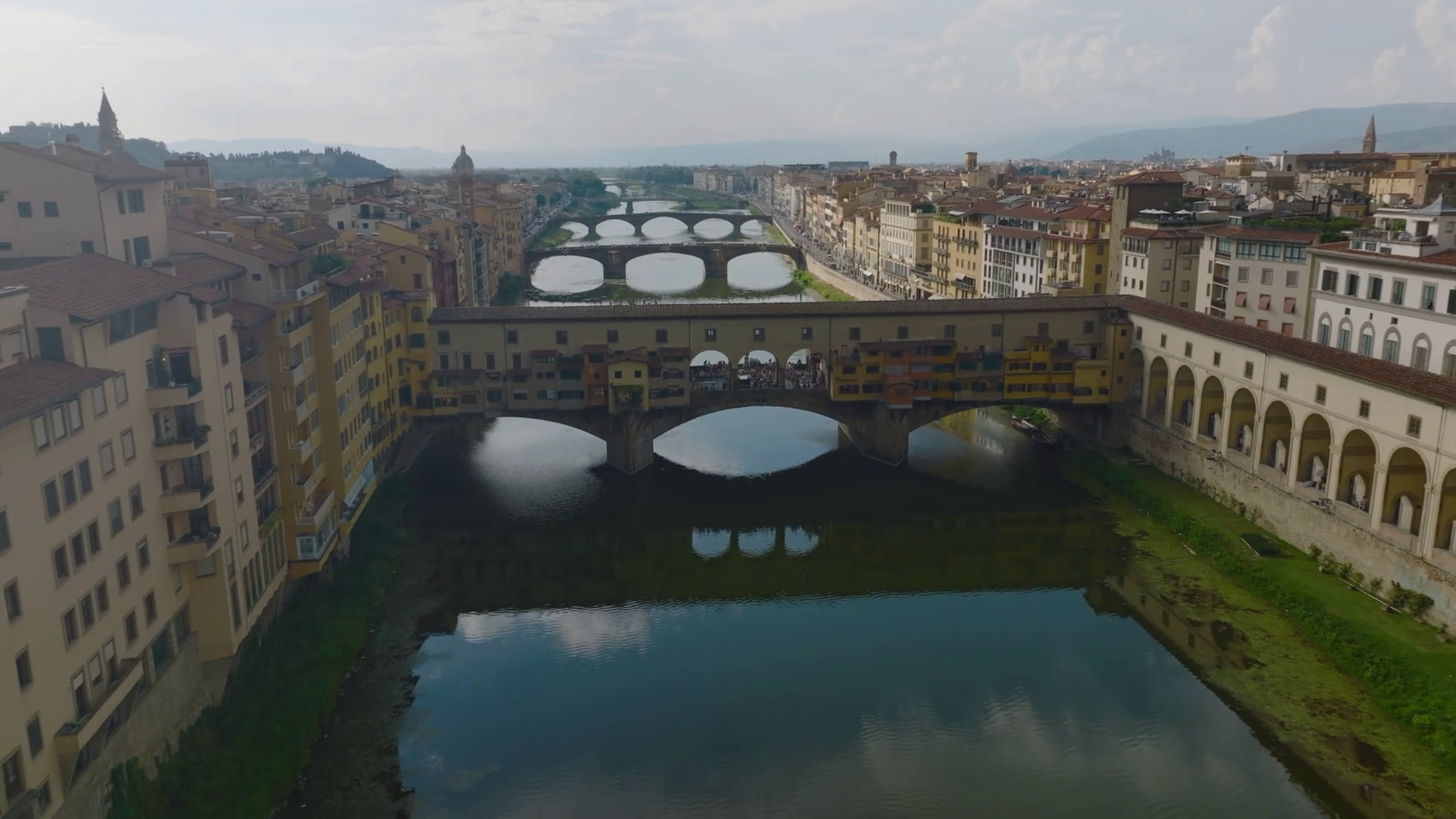 Exploring Ponte Vecchio: Aerial View Of Arno Stock Footage SBV ...