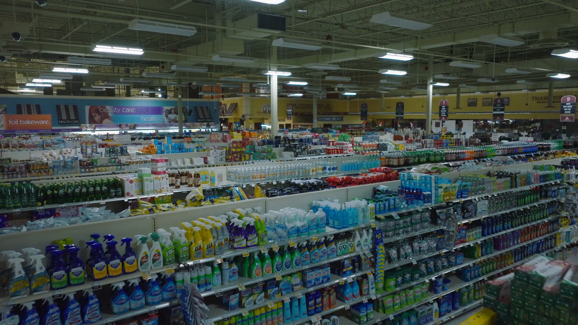 Food Drugstore Goods On Shelves In Store Lit Stock Footage SBV ...