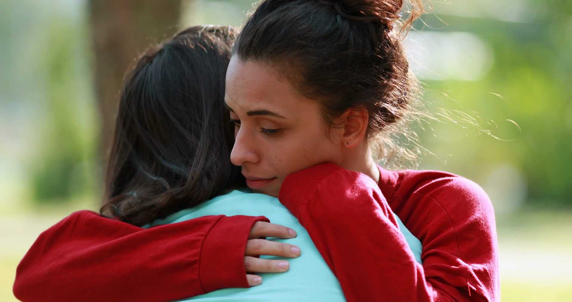 Empathy Concept Two Women Friendship Embrace Stock Footage SBV ...