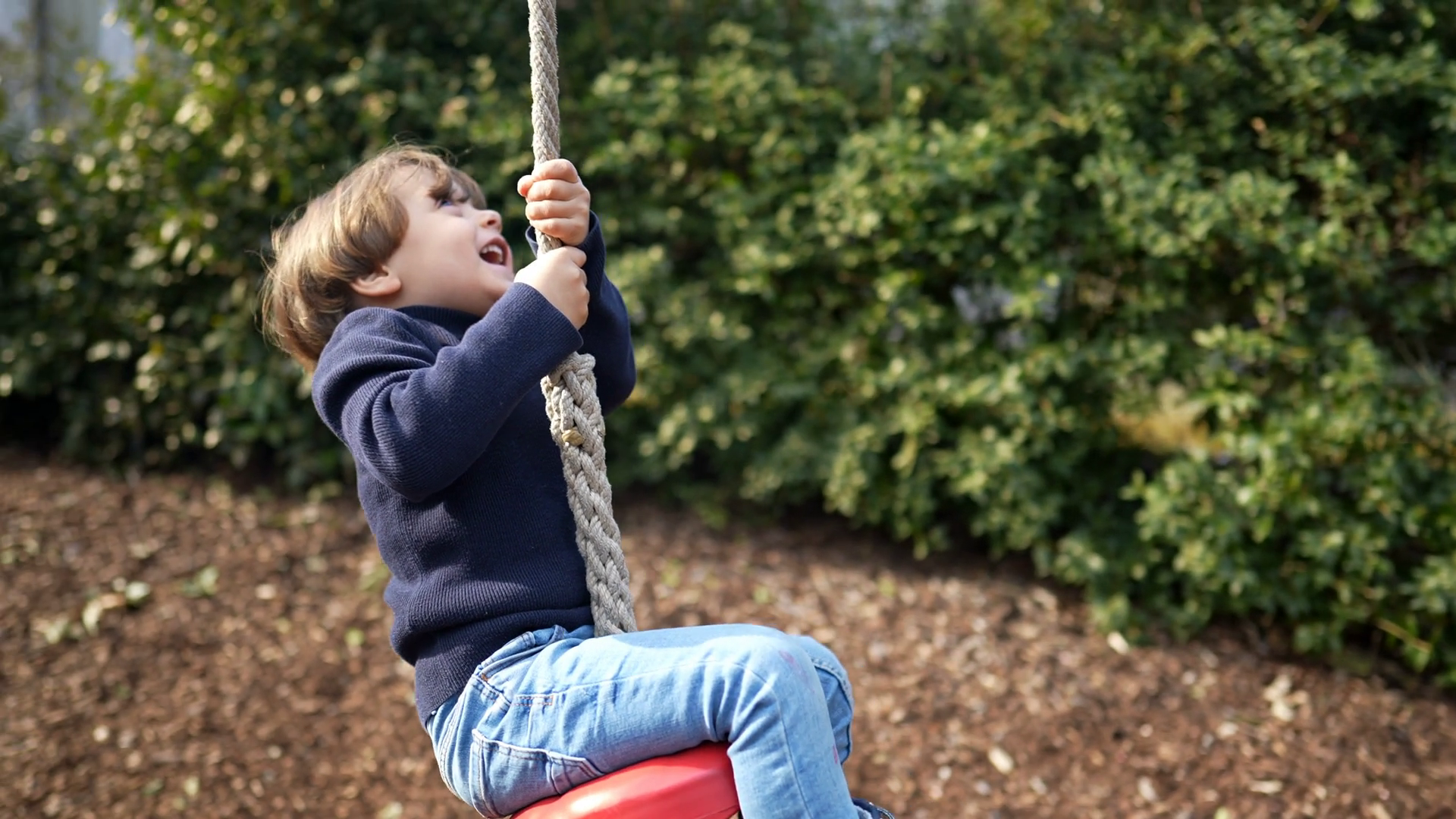Child Having Fun At Playground Park Holding Stock Footage SBV-348936639 ...