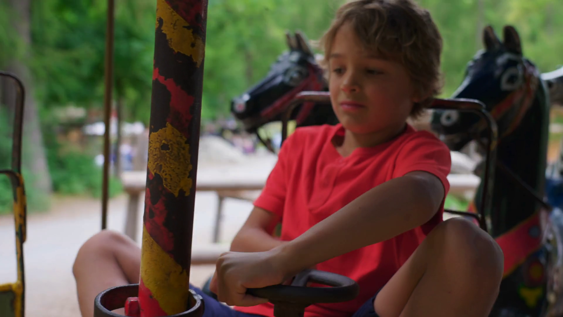 Child Whirling On Carousel Turning In Stock Footage SBV-348938139 ...