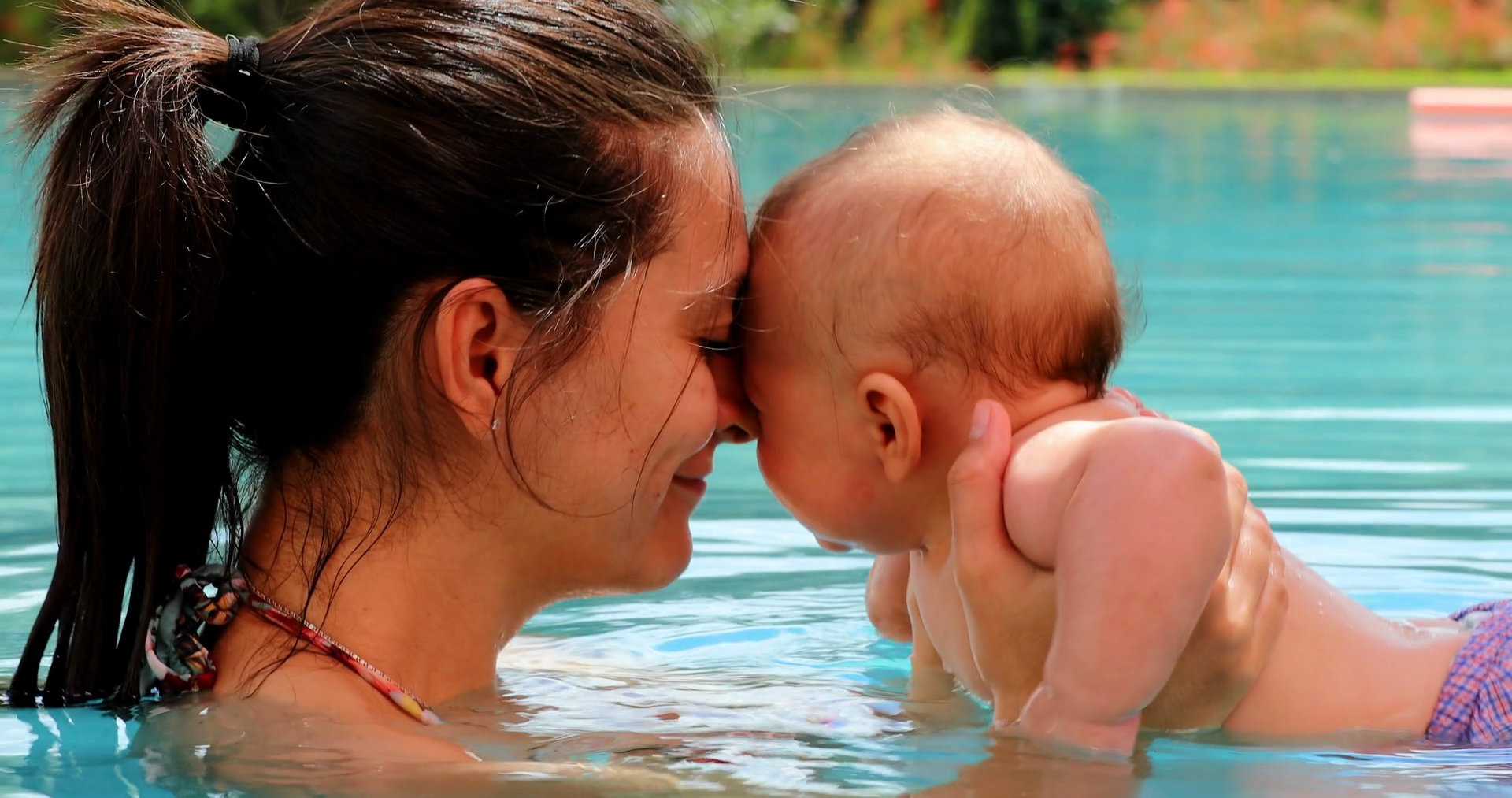 Mother Baby Interaction At Swimming Pool Stock Footage SBV-348610730 ...