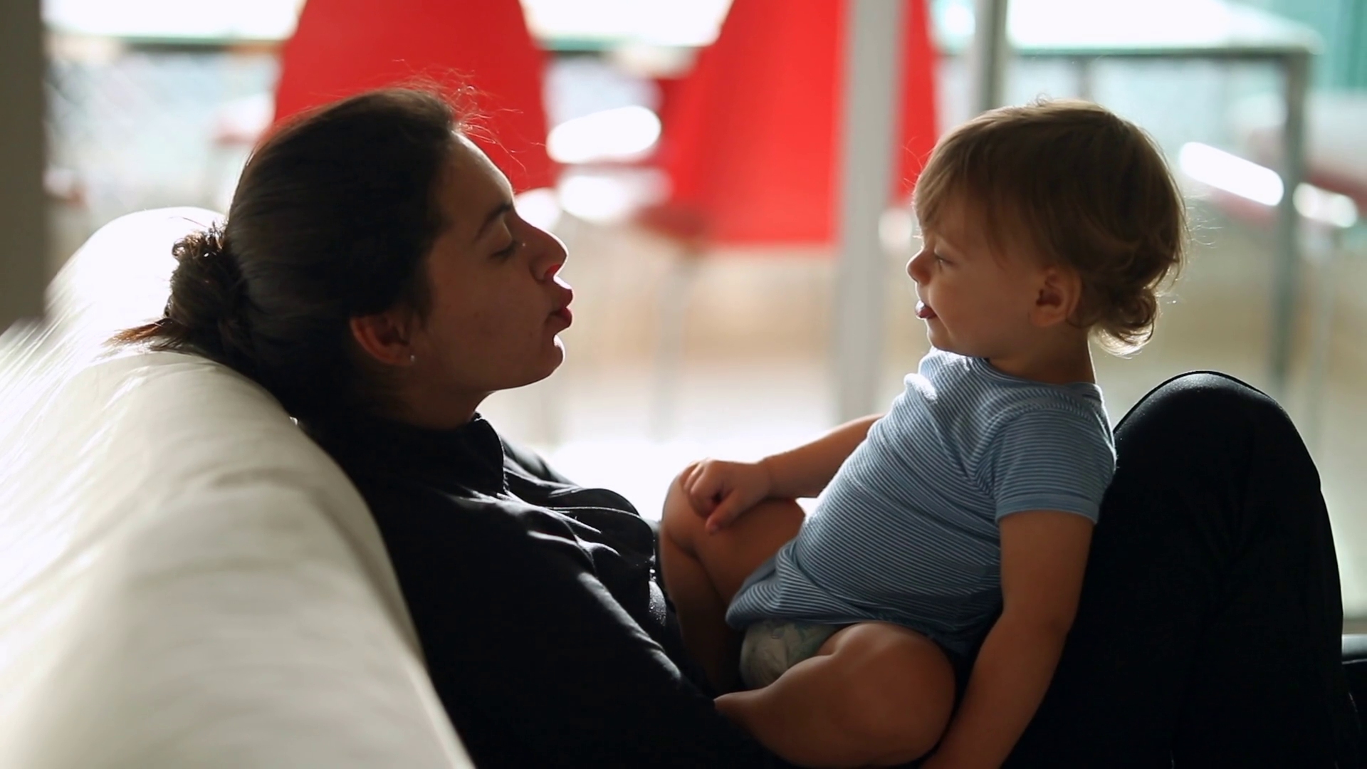 Mother Baby Interaction Doing Funny Faces Stock Footage SBV-348692971 ...