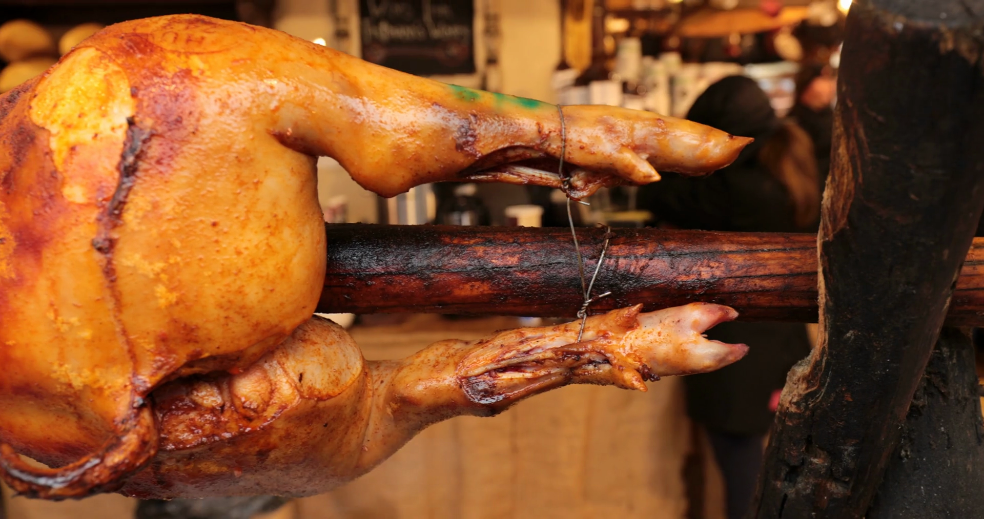 Roasted Pig On Spit At Annual Christmas Stock Footage SBV-348541618 ...