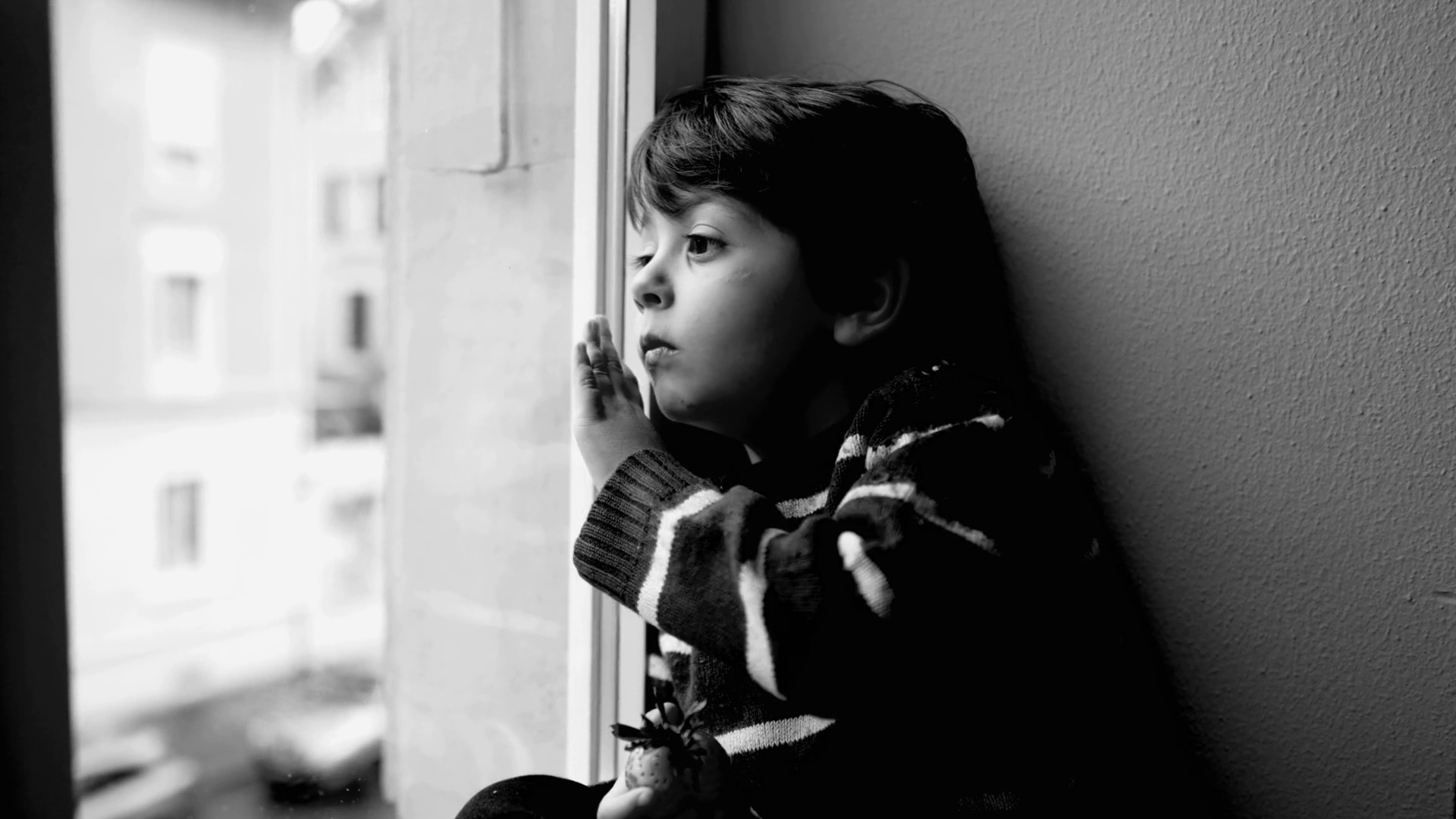 Sad Depressed Child Leaning On Window Stock Footage SBV-348931807 ...