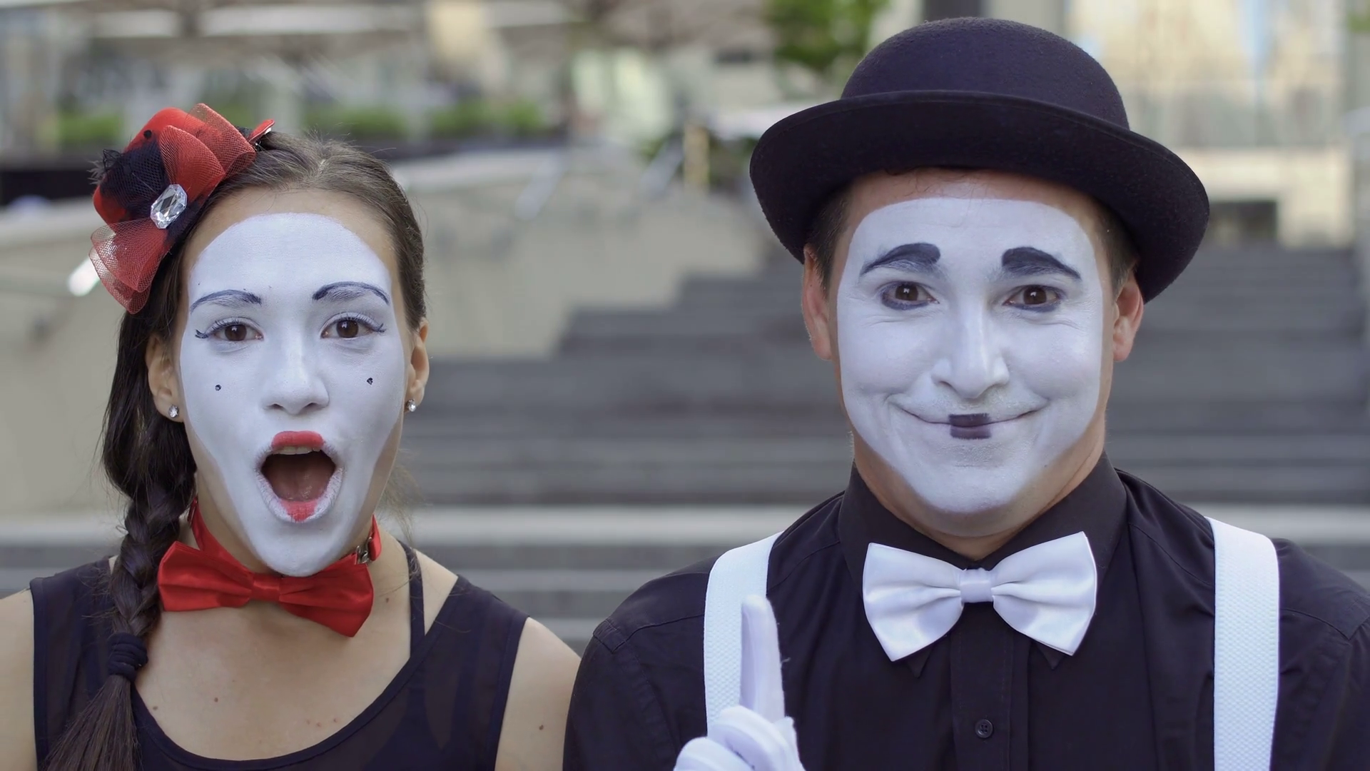 Man Woman Mime Play Facial Expressions Stock Footage SBV-324240433 ...