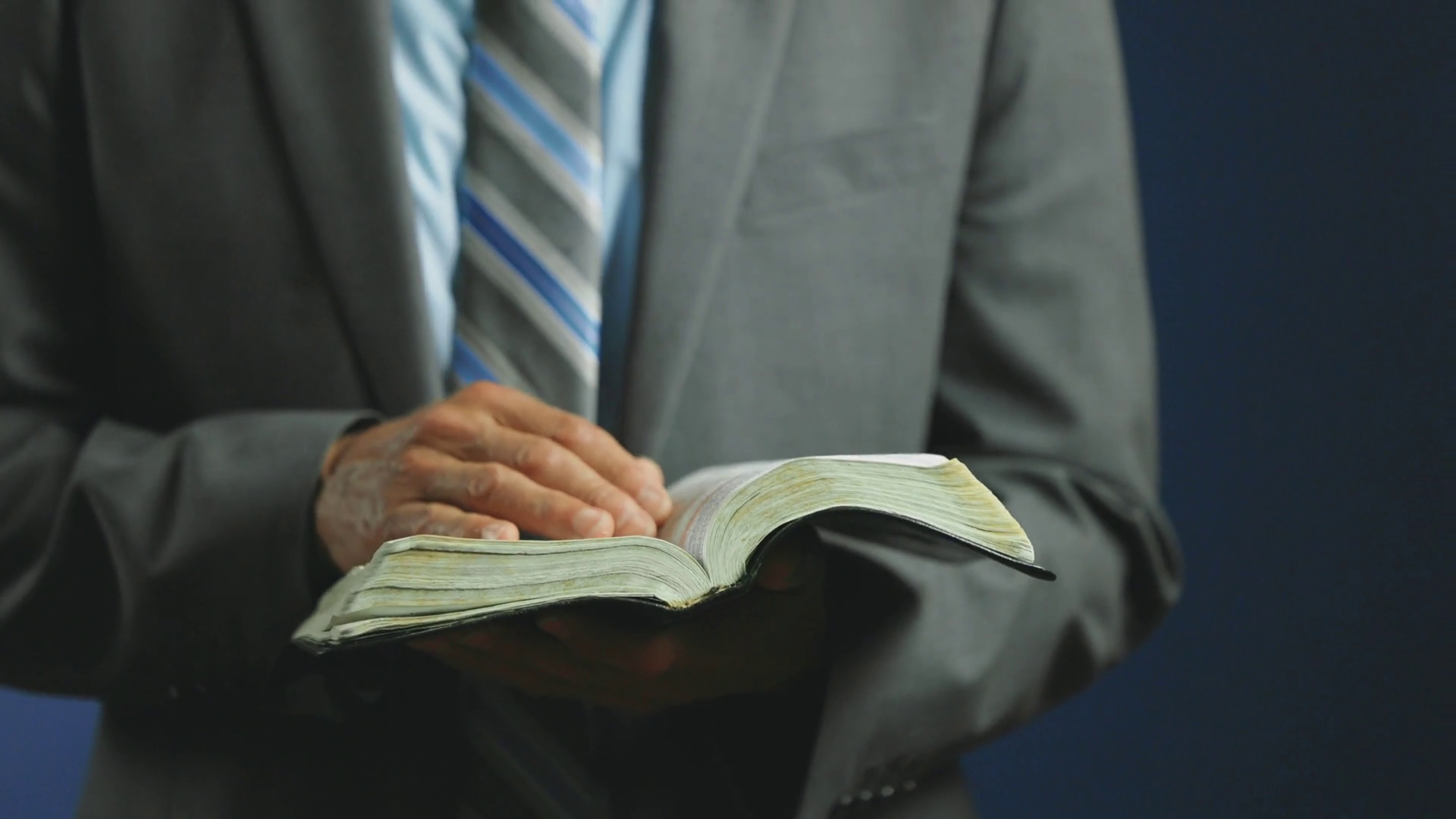 Religous Pastor Holding Bible In Hand Grey Stock Footage SBV-348563233 ...
