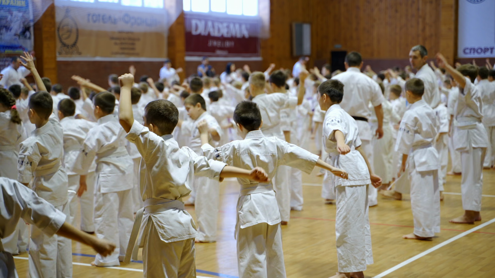 Teenage Athletes Wearing White Kimonos Doing Stock Footage SBV ...