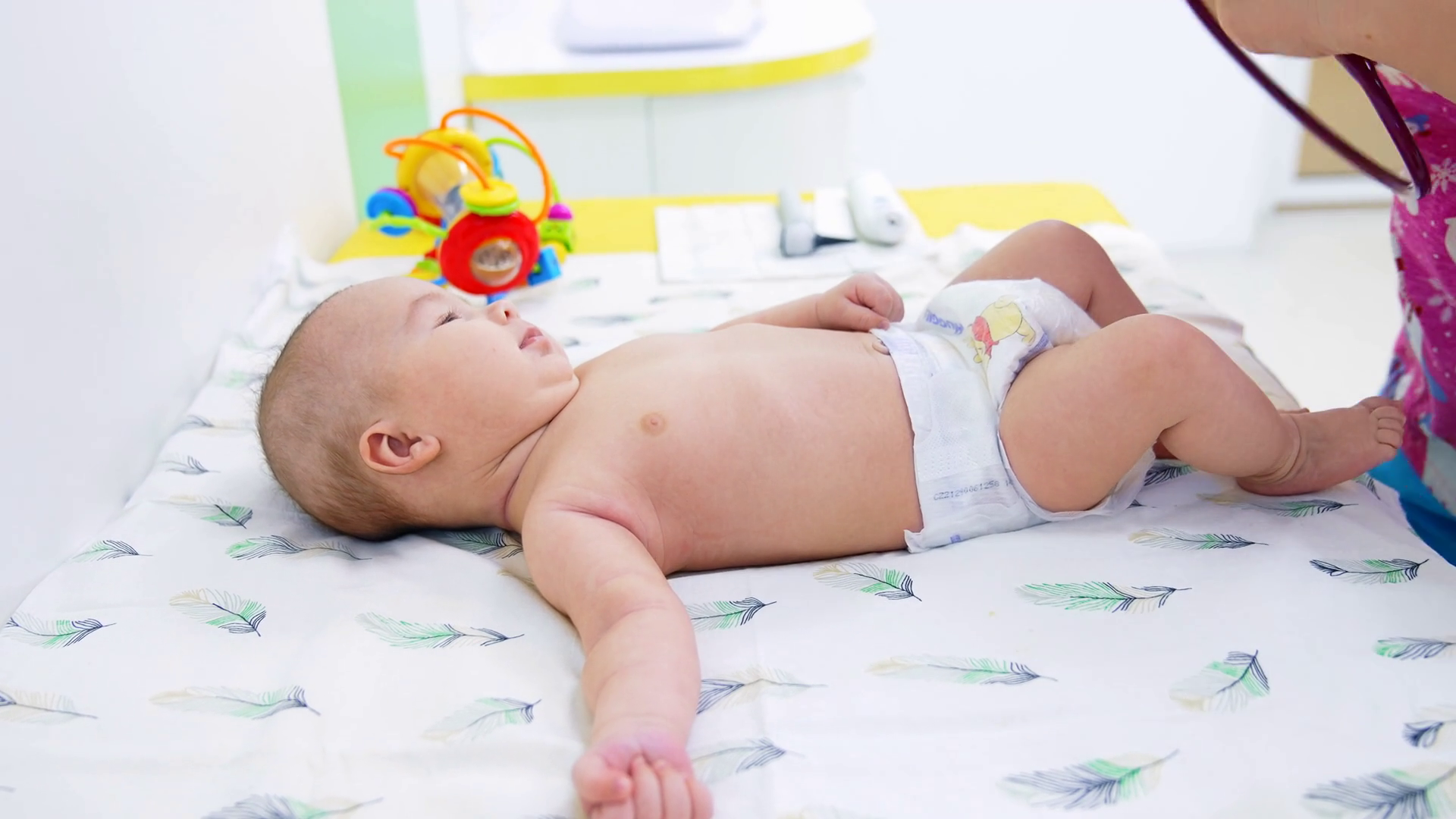 Baby In Diaper Watching Doctor Curiously Stock Footage SBV-353030901 ...