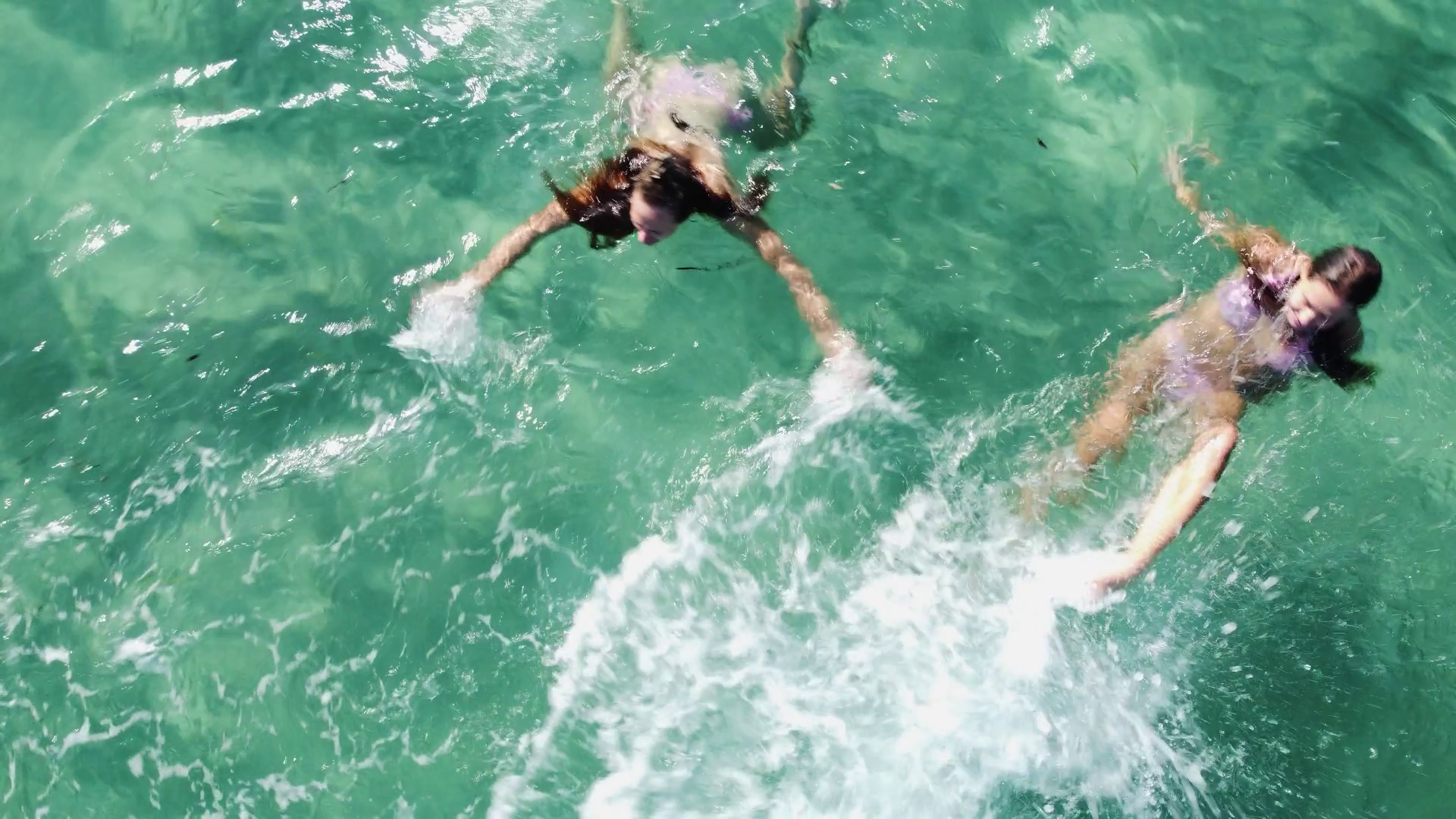 Aerial View Of Two Friends Swimming Stock Footage SBV-353428147 ...