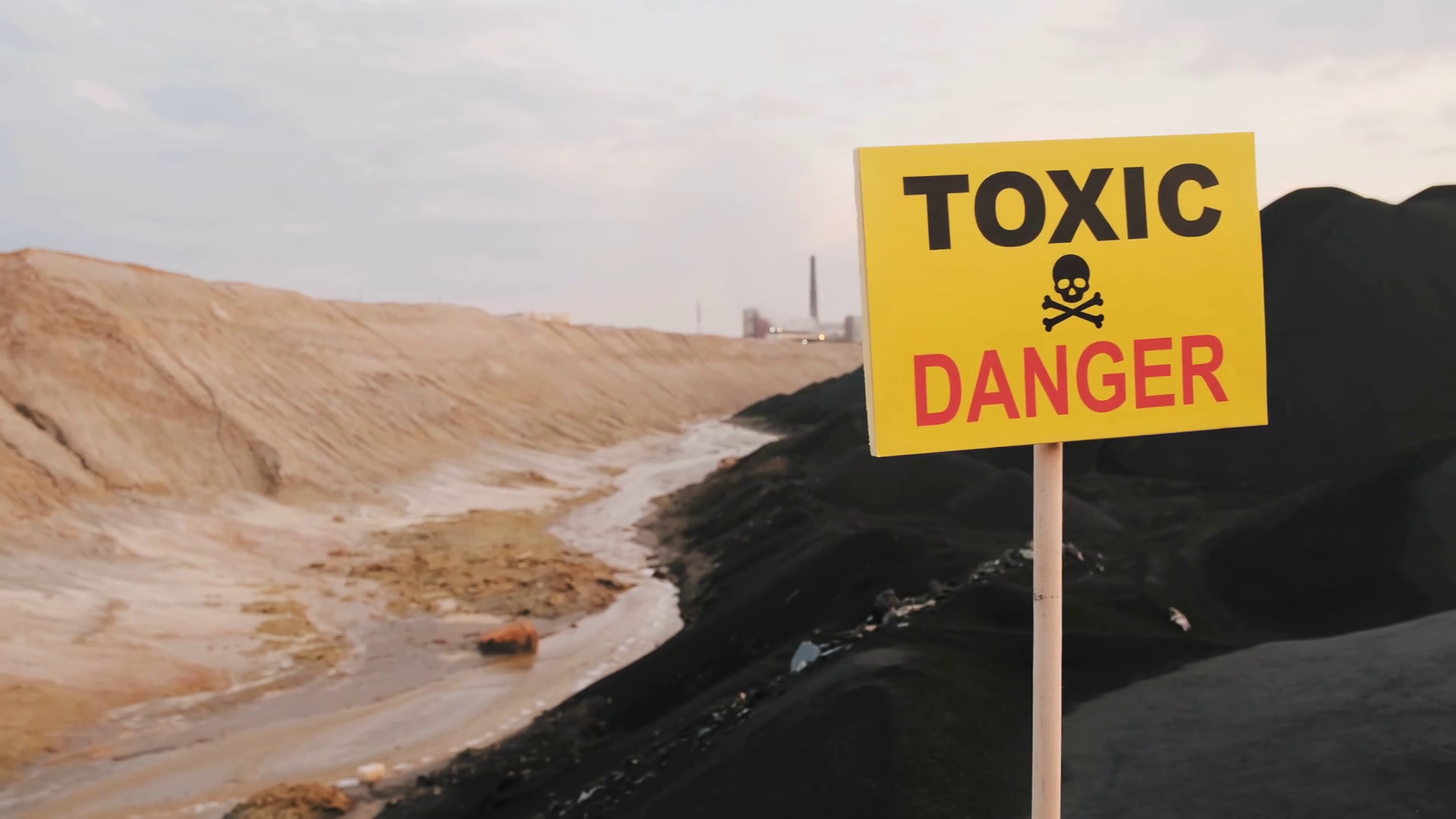 Panning Overview Of Yellow Warning Sign In Stock Footage SBV-338942558 ...