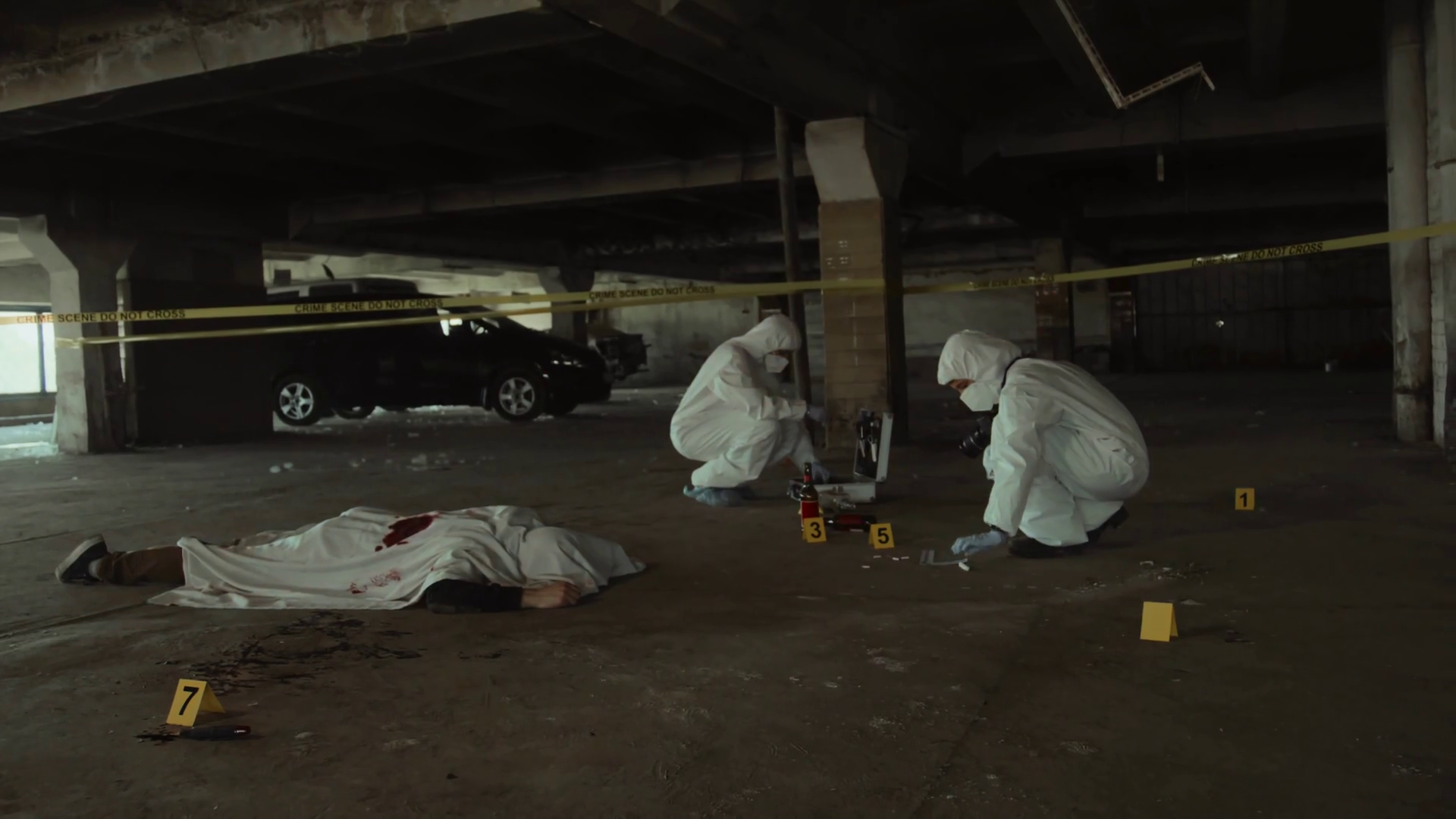 Full Shot Of Human Corpse Covered With Sheet Stock Footage SBV ...